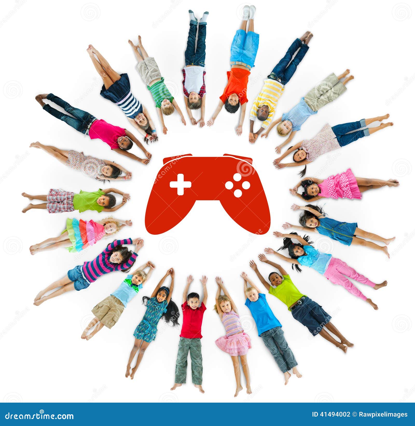 Multiethnic Group of Children with Video Game Stock Photo - Image of ...