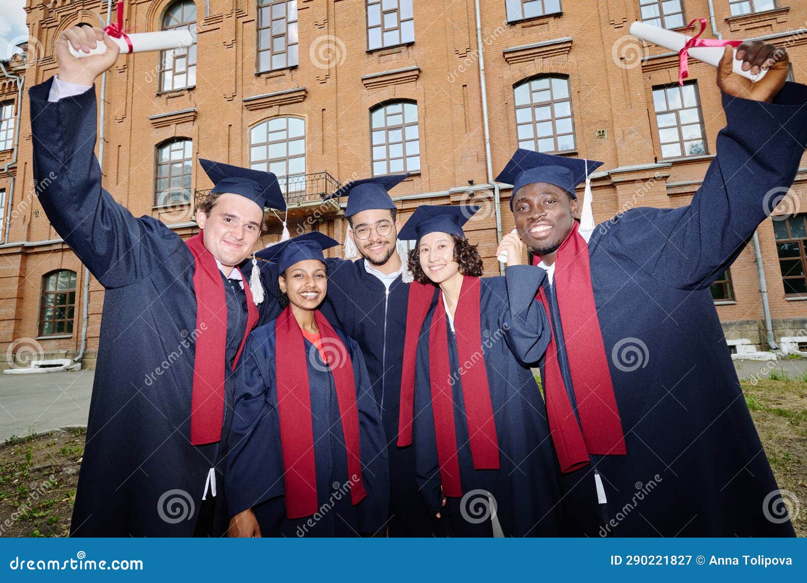 Multiethnic Group of Graduated Students Stock Image - Image of outdoors ...