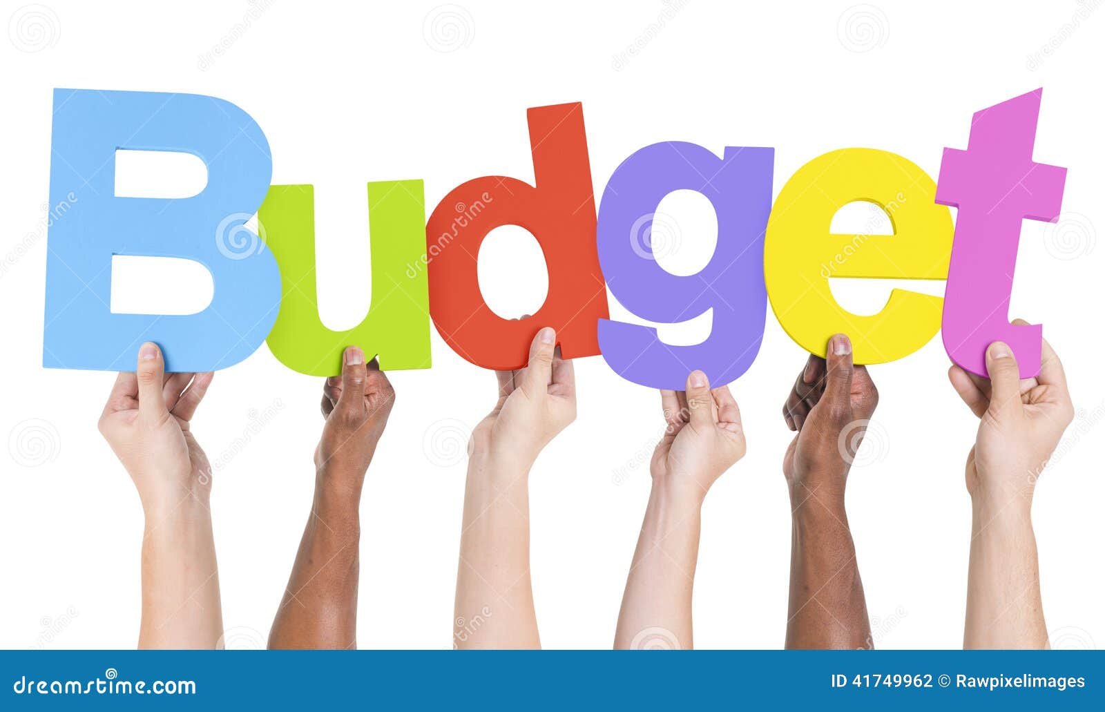 Multiethnic Group of Hands Holding Budget Stock Photo - Image of ...