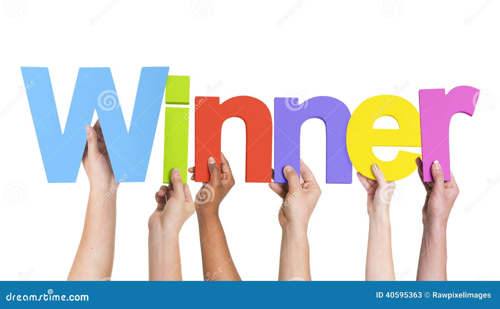 Multiethnic Group of Hands Holding Winner Stock Image - Image of ...