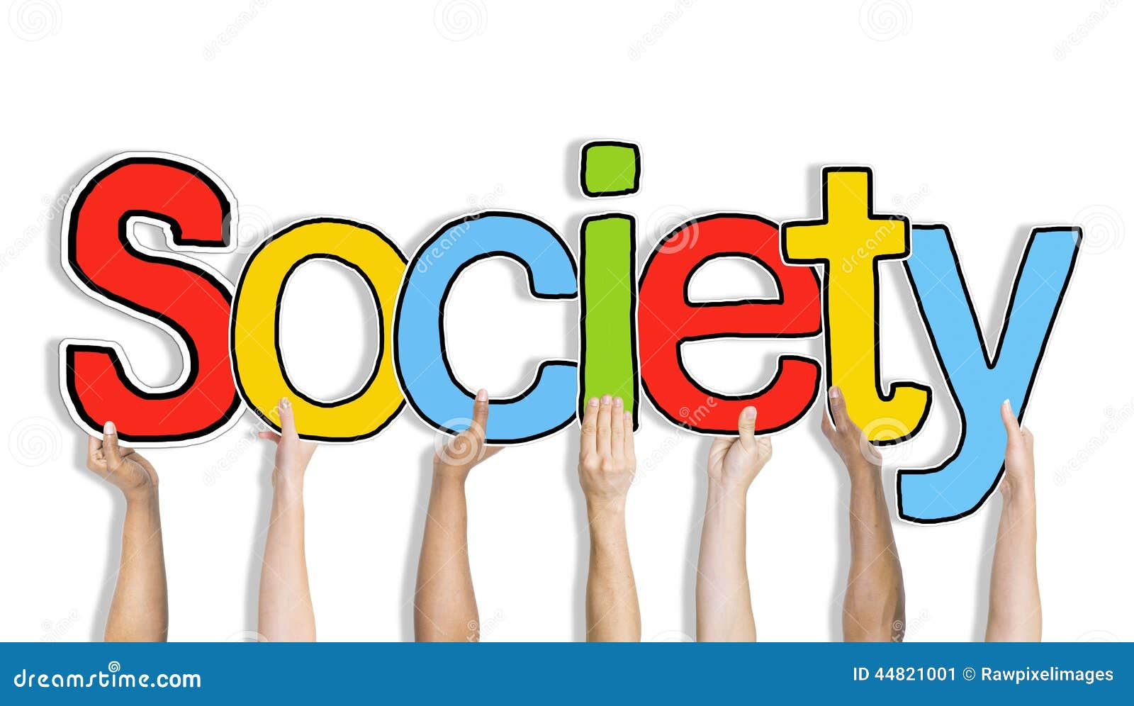Multiethnic Group of Hands Holding Word Society Stock Image - Image of ...