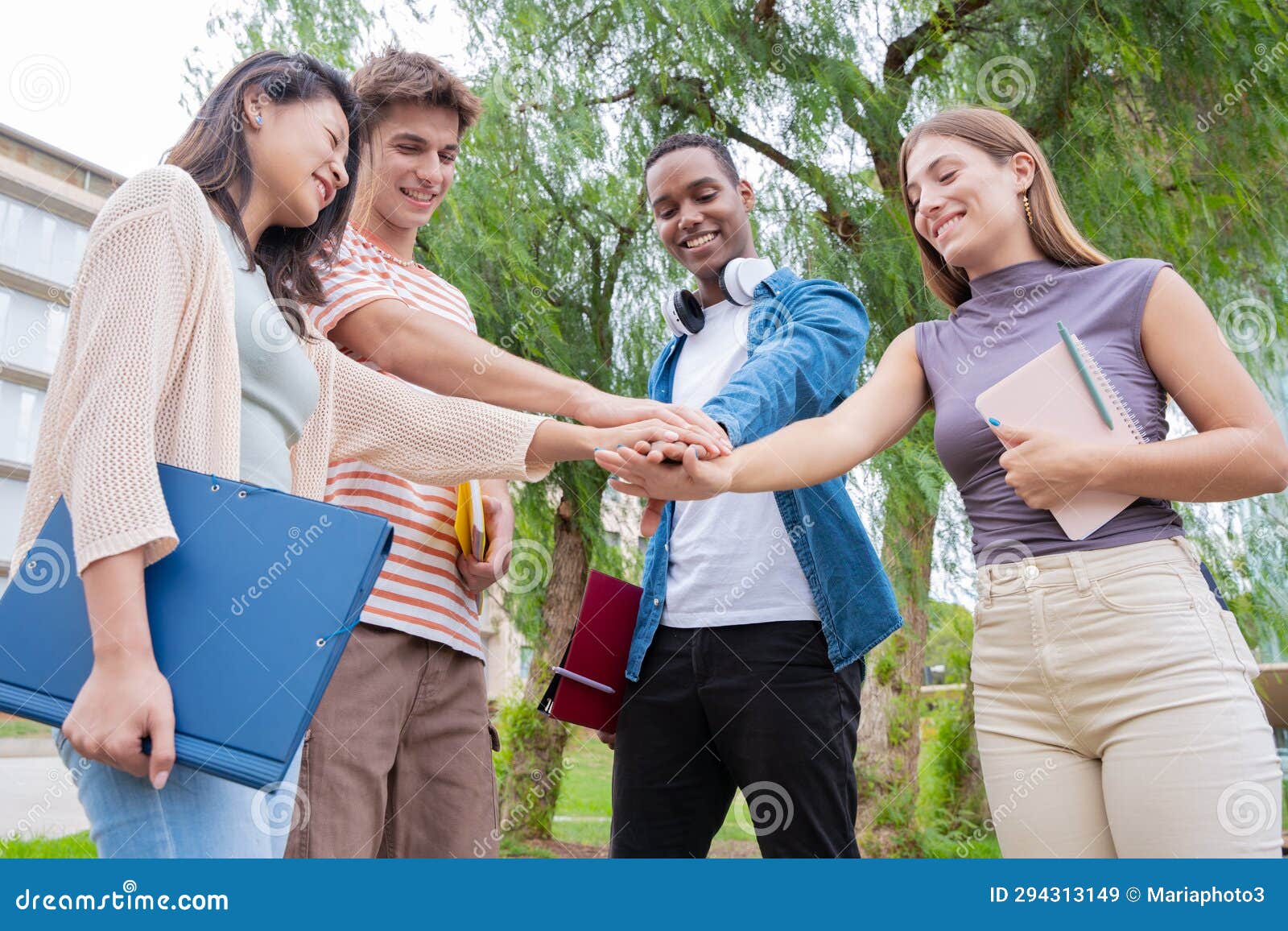Multiethnic Group of Happy Smiling Students Bonding Outdoors. Stock Image - Image of ethnicity ...