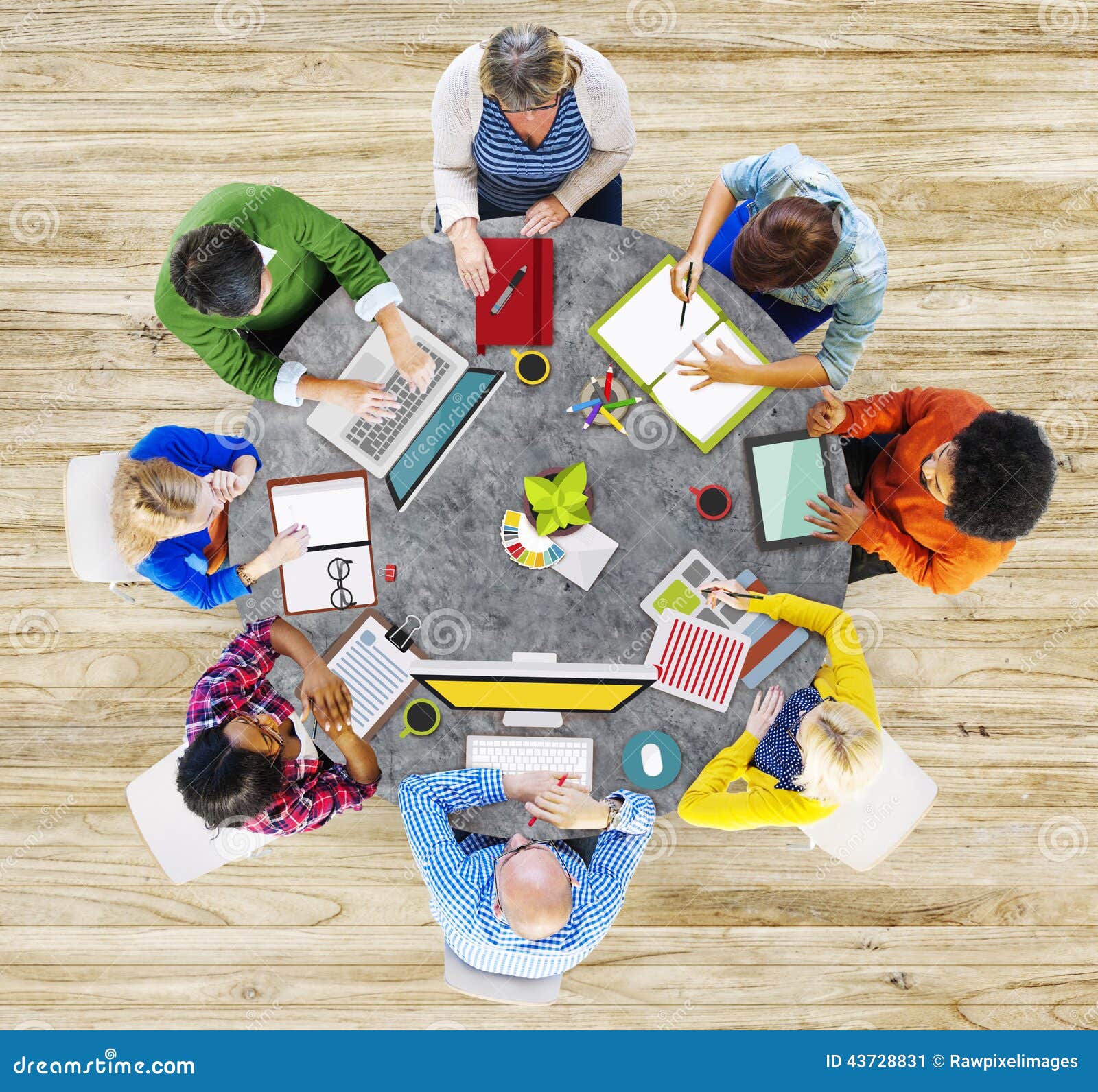 Multiethnic Group of People Brainstorming Illustration Stock Image ...