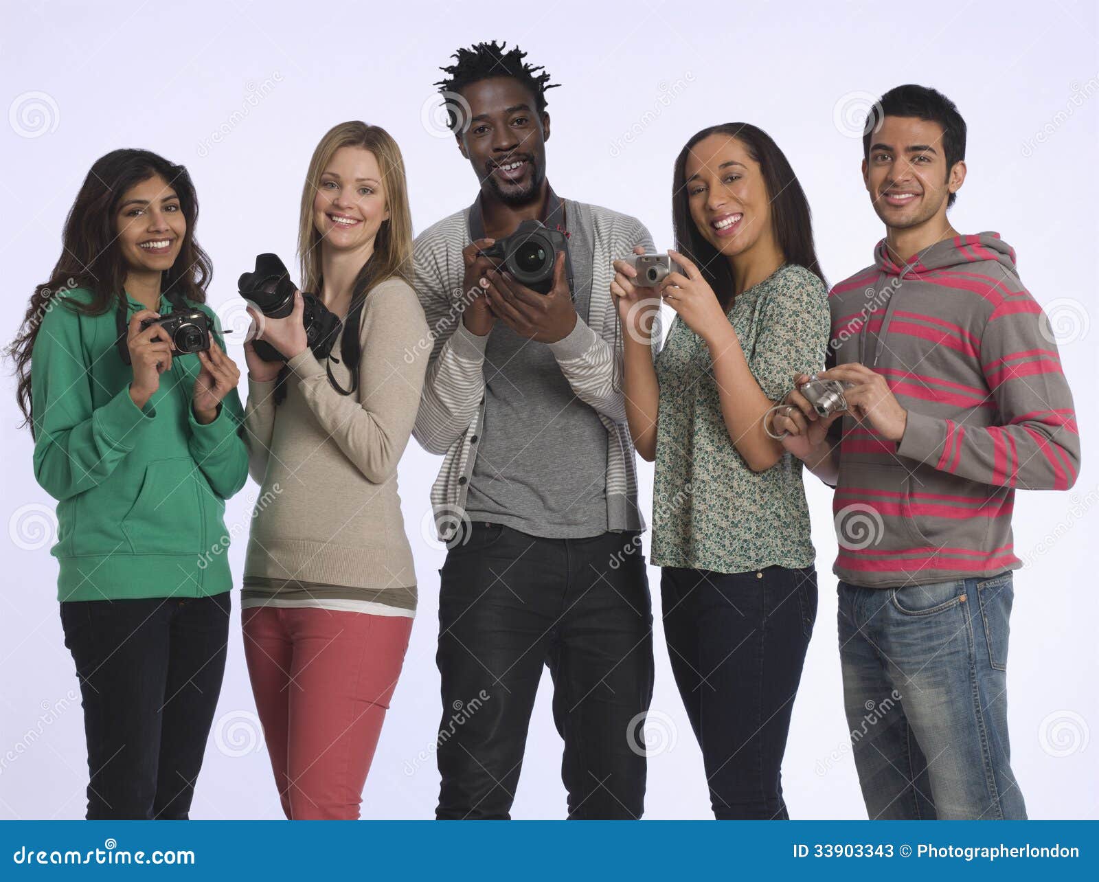 Multiethnic Group of People with Cameras Stock Image - Image of camera ...
