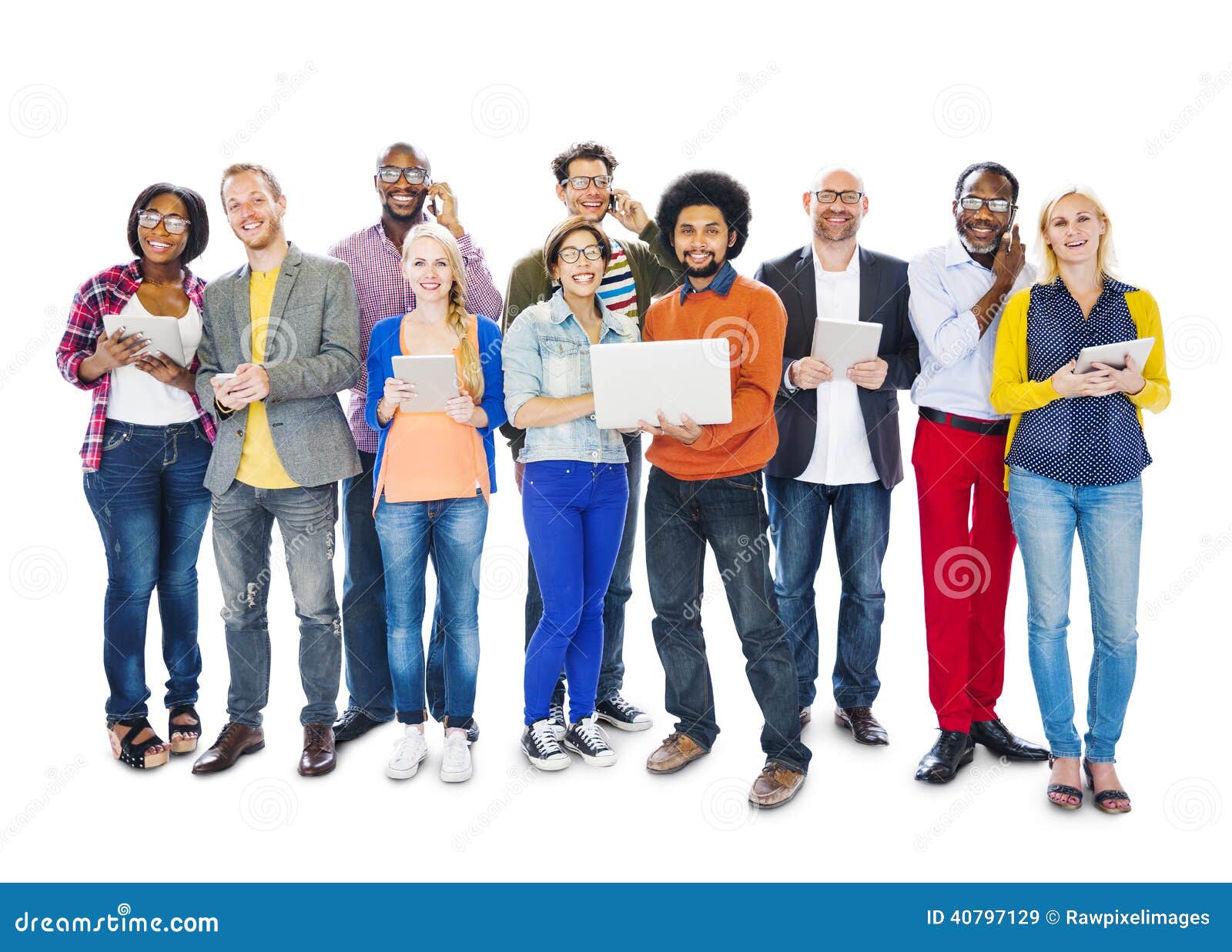 Multiethnic Group of People Holding Electronic Devices Stock Image ...