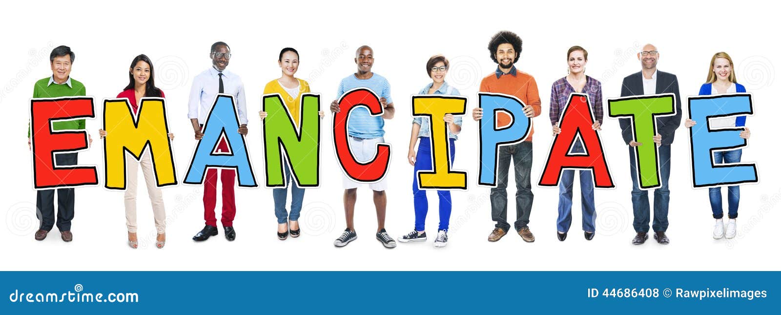 Multiethnic Group of People Holding Emancipate Stock Photo - Image of ...