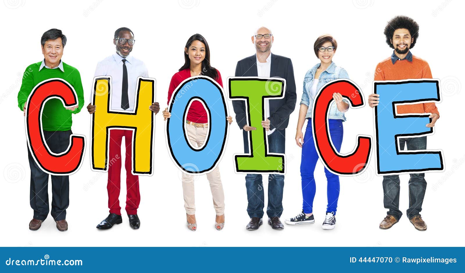 Multiethnic Group of People Holding Letter Choice Stock Illustration ...