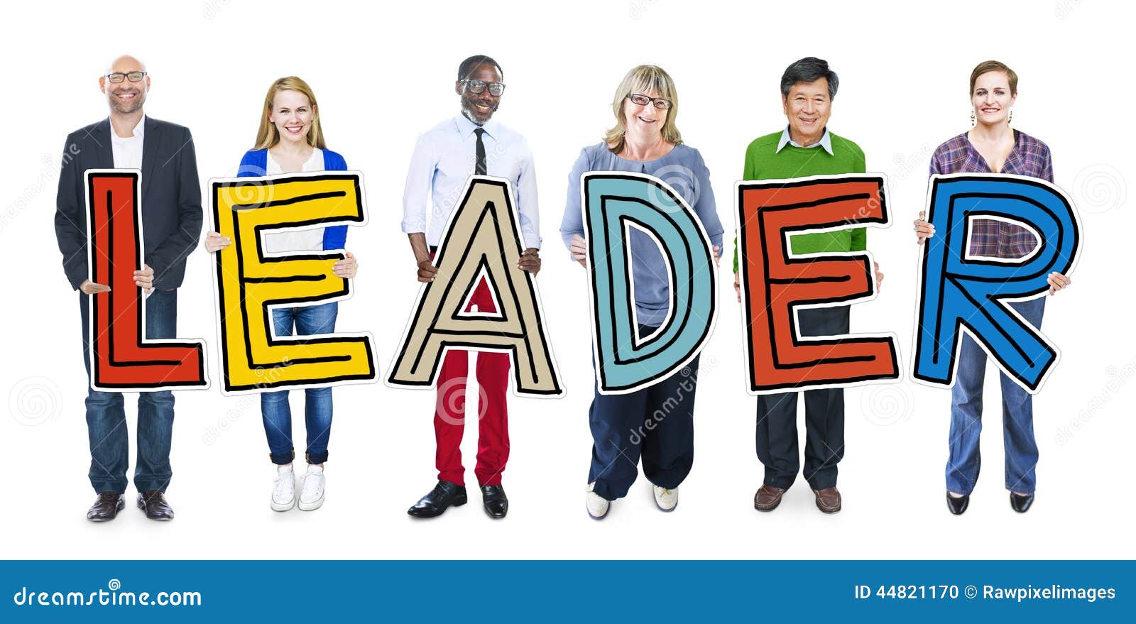 Multiethnic Group of People Holding Letter Leader Stock Photo - Image ...