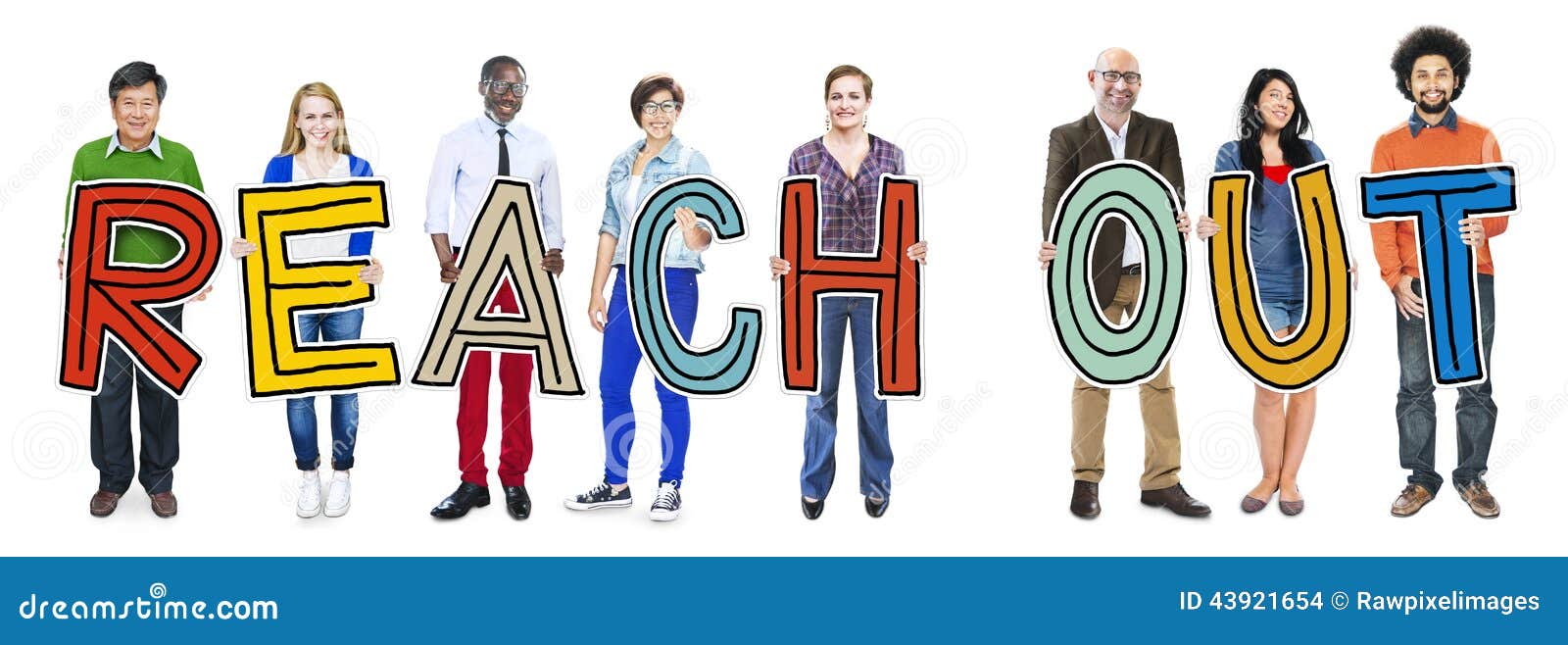 Multiethnic Group of People Holding Letter Reach Out Stock Photo ...