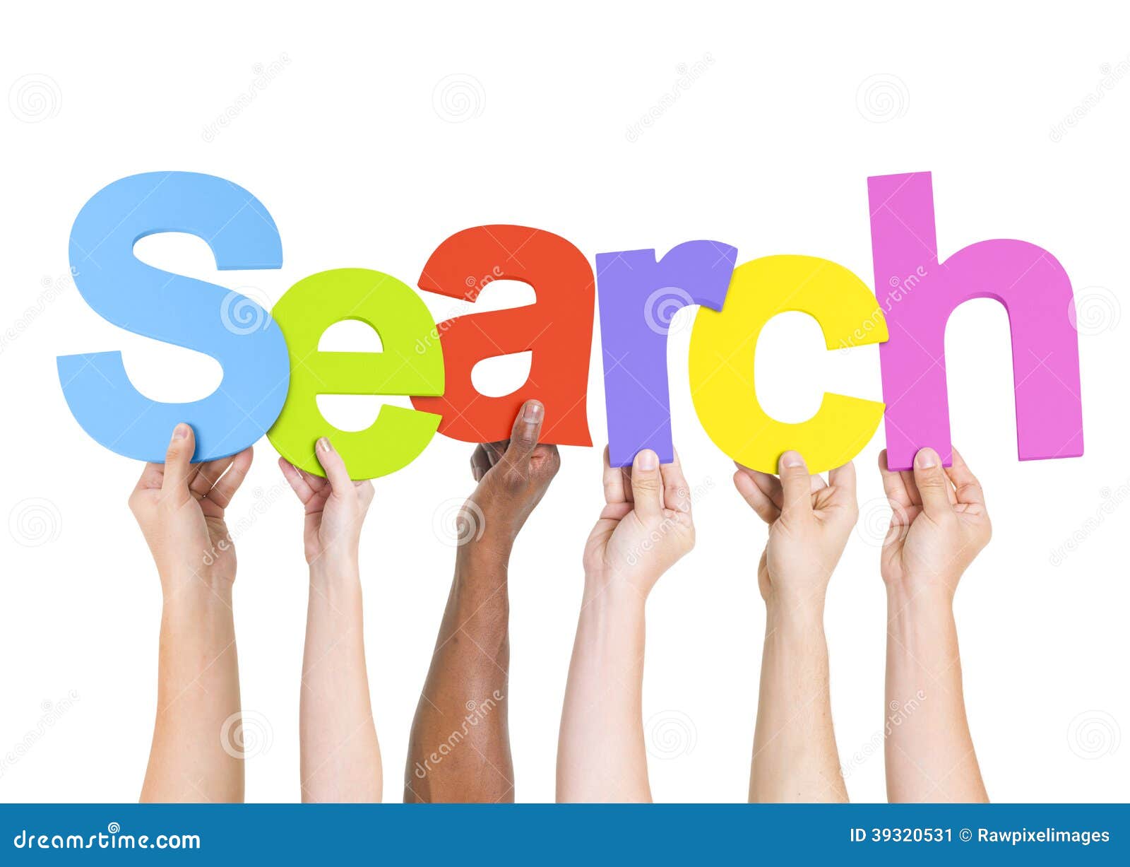 Multiethnic Group of People Holding Word Search Stock Image - Image of ...