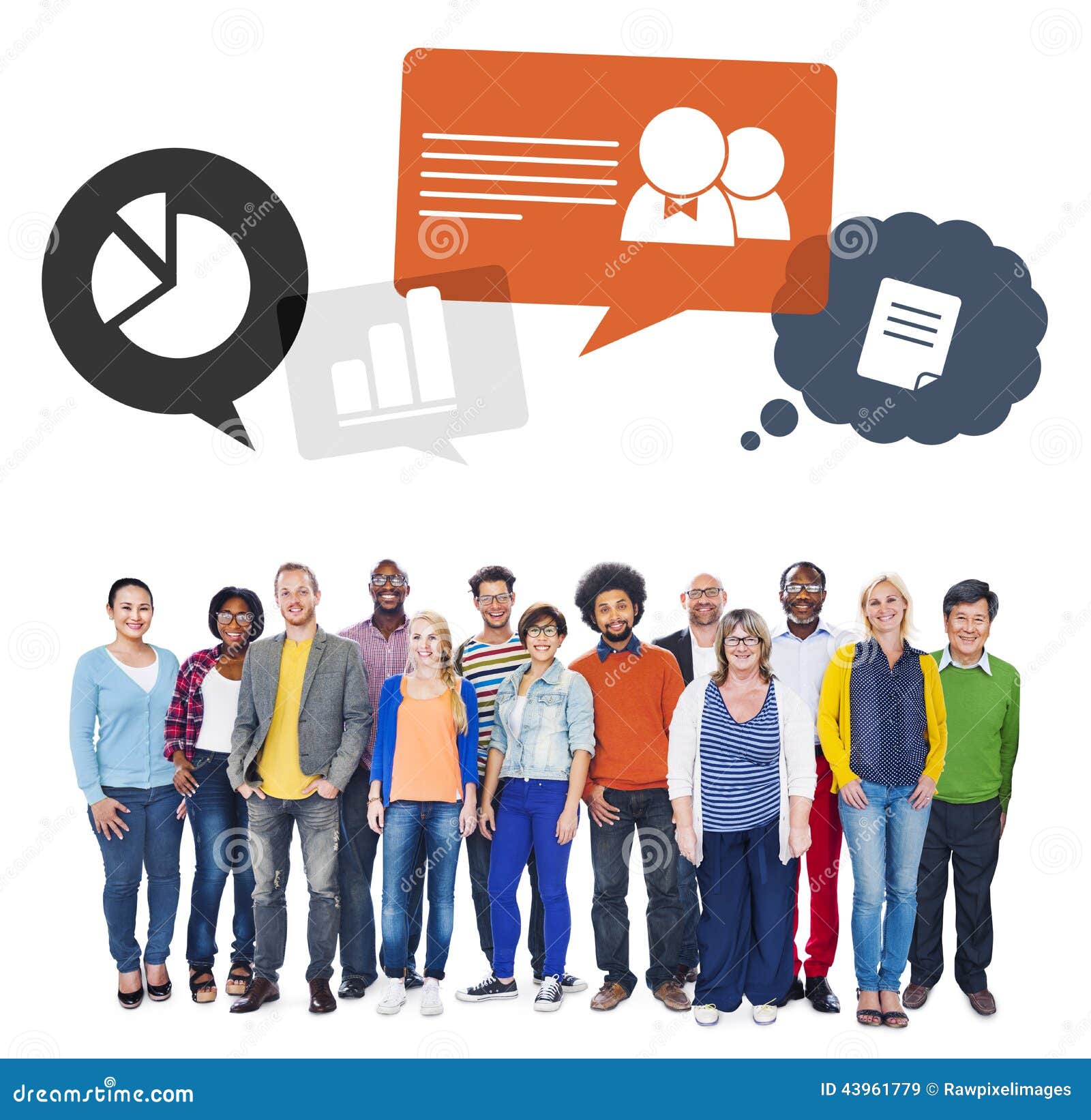 Multiethnic Group of People on Isolated White Stock Image - Image of ...