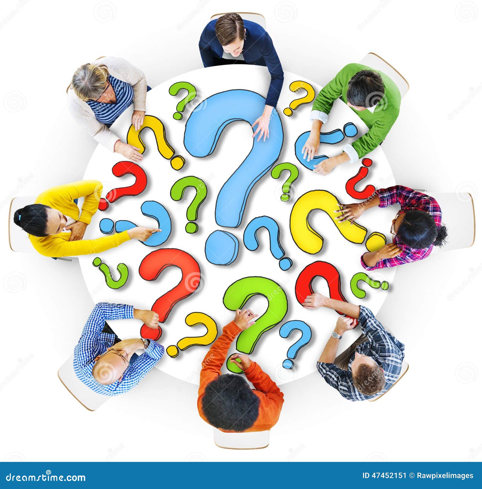 Multiethnic Group of People with Question Mark Stock Illustration ...