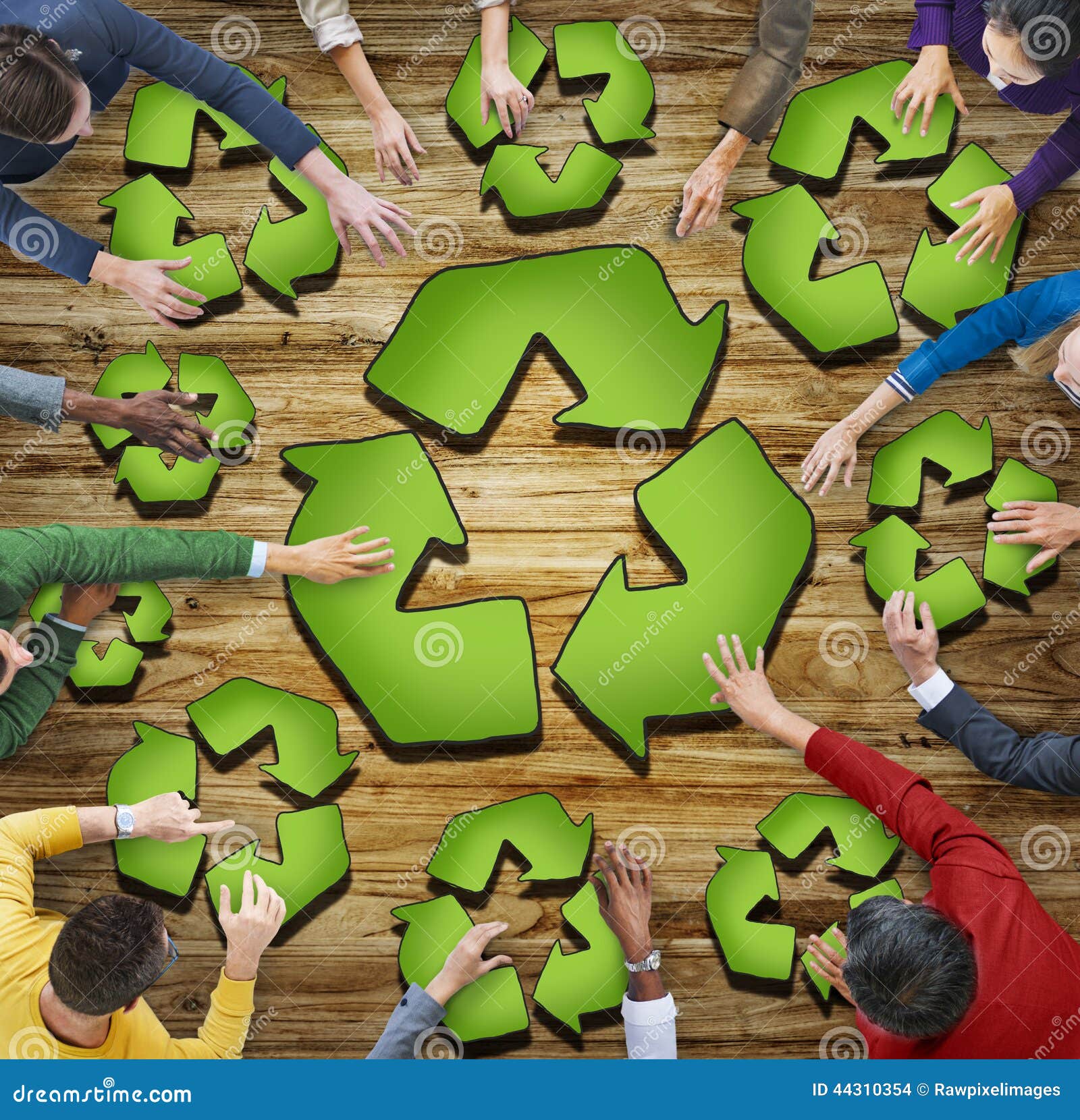 Multiethnic Group of People with Recycling Symbol Stock Illustration ...