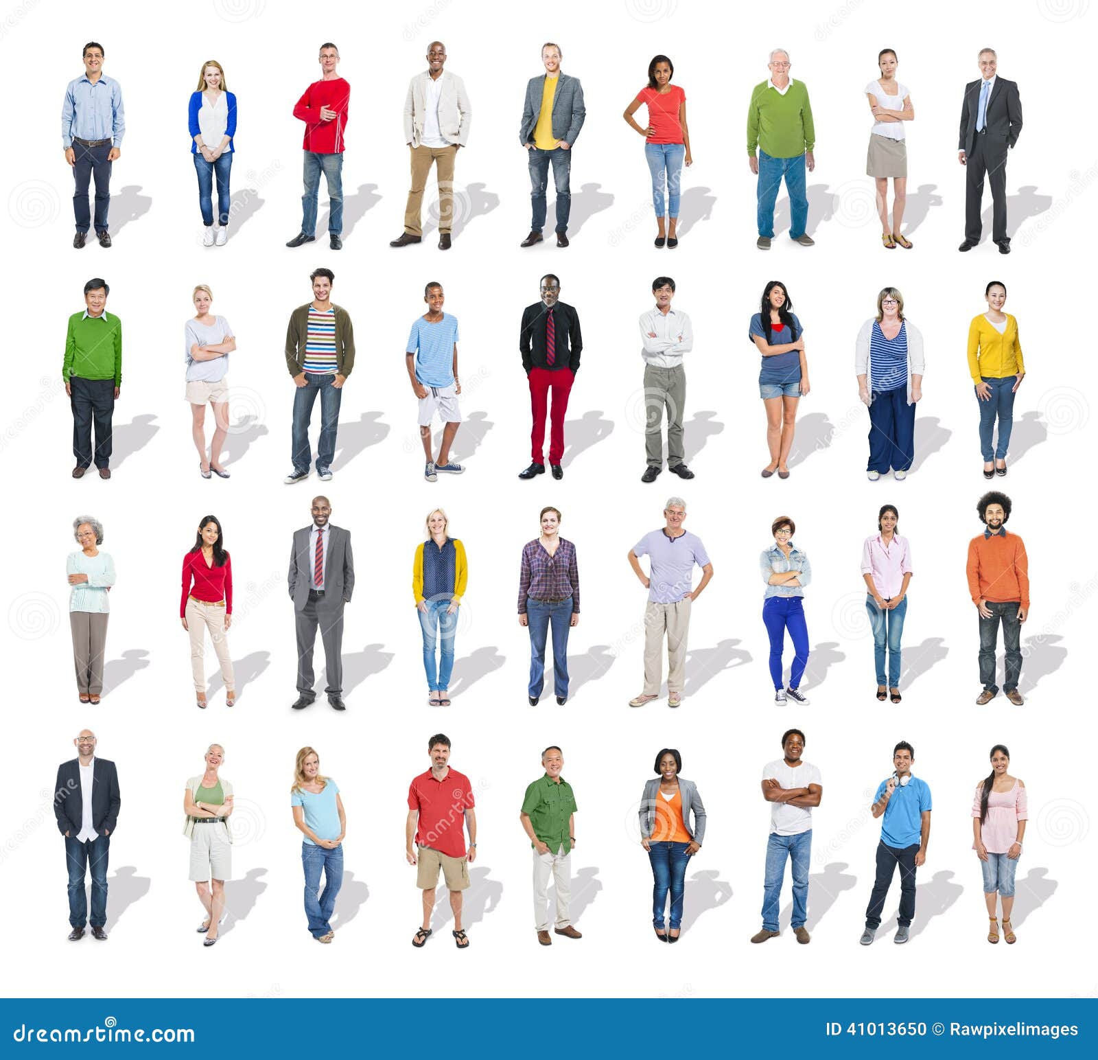 Multiethnic Group of People in a Row Stock Photo - Image of facial ...