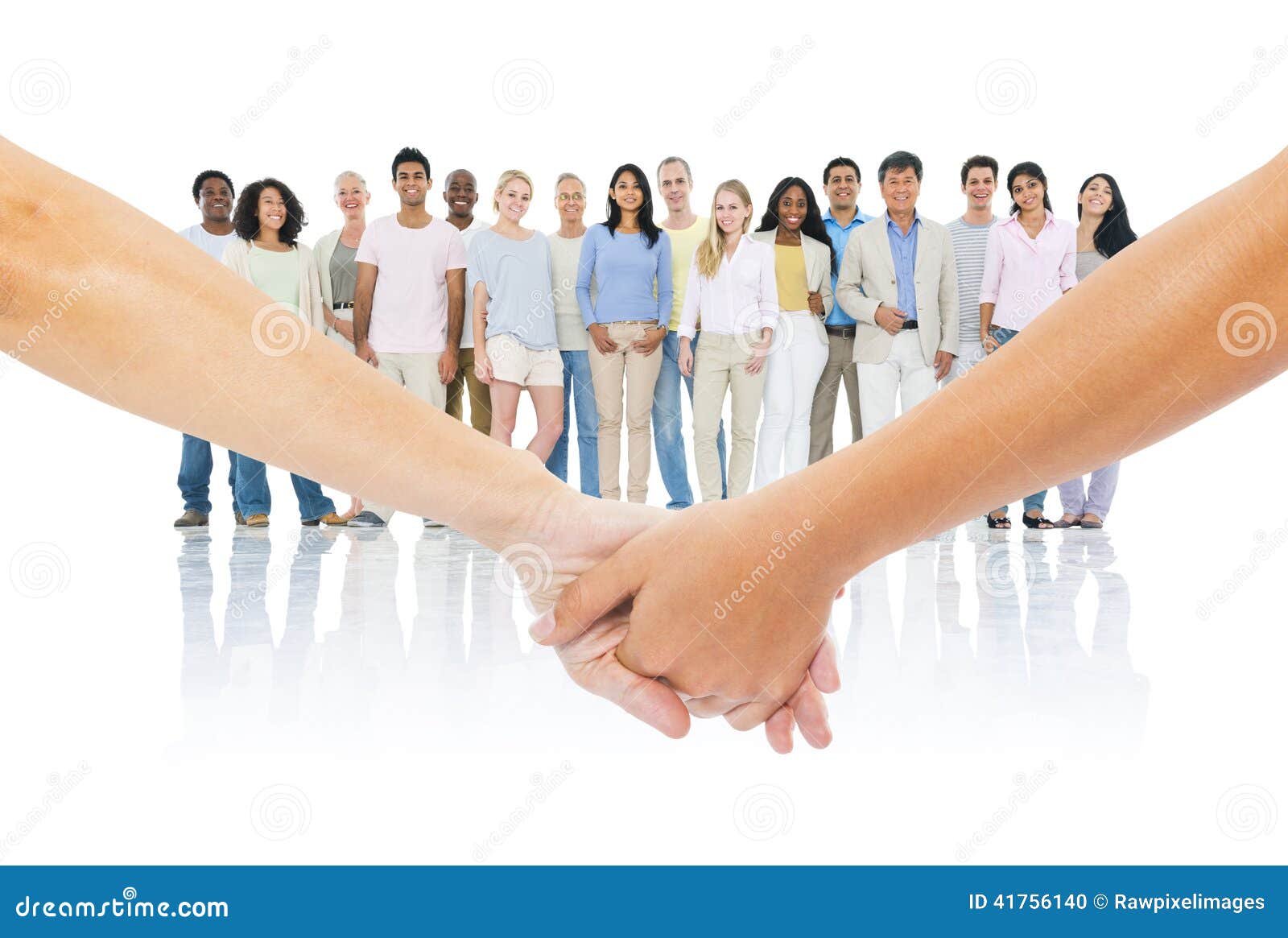 Multiethnic Group of People Smiling at a Couple Stock Photo - Image of ...