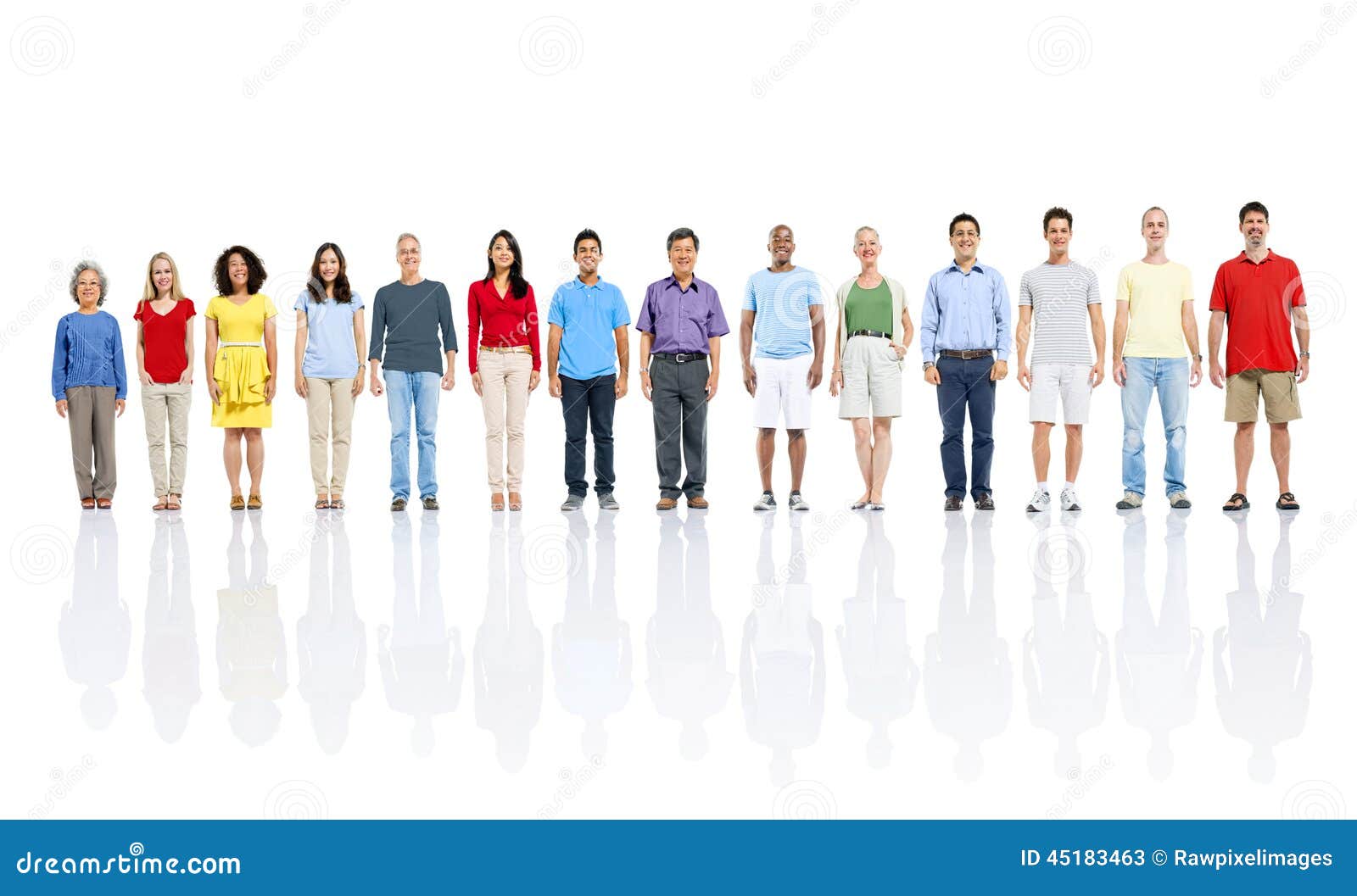 Multiethnic Group of People Smiling in a Row Stock Image - Image of ...
