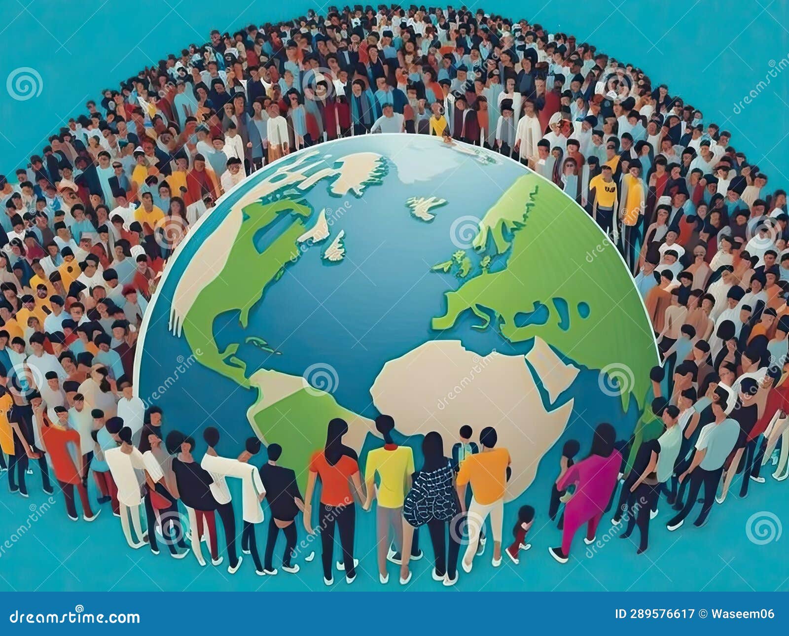 Multiethnic Group of People Standing Around Earth Globe. World ... Multiethnic Group of People Standing Around Earth Globe. World ...
