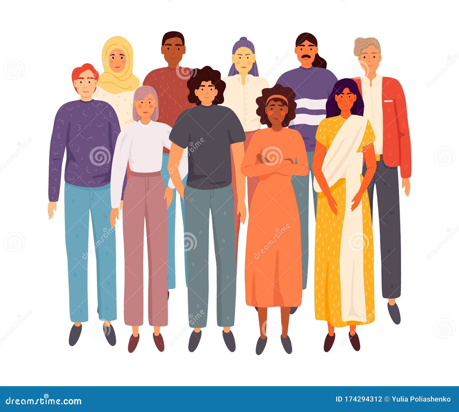 Multiethnic Group of People Standing Together Stock Vector ... Multiethnic Group of People Standing Together Stock Vector ...