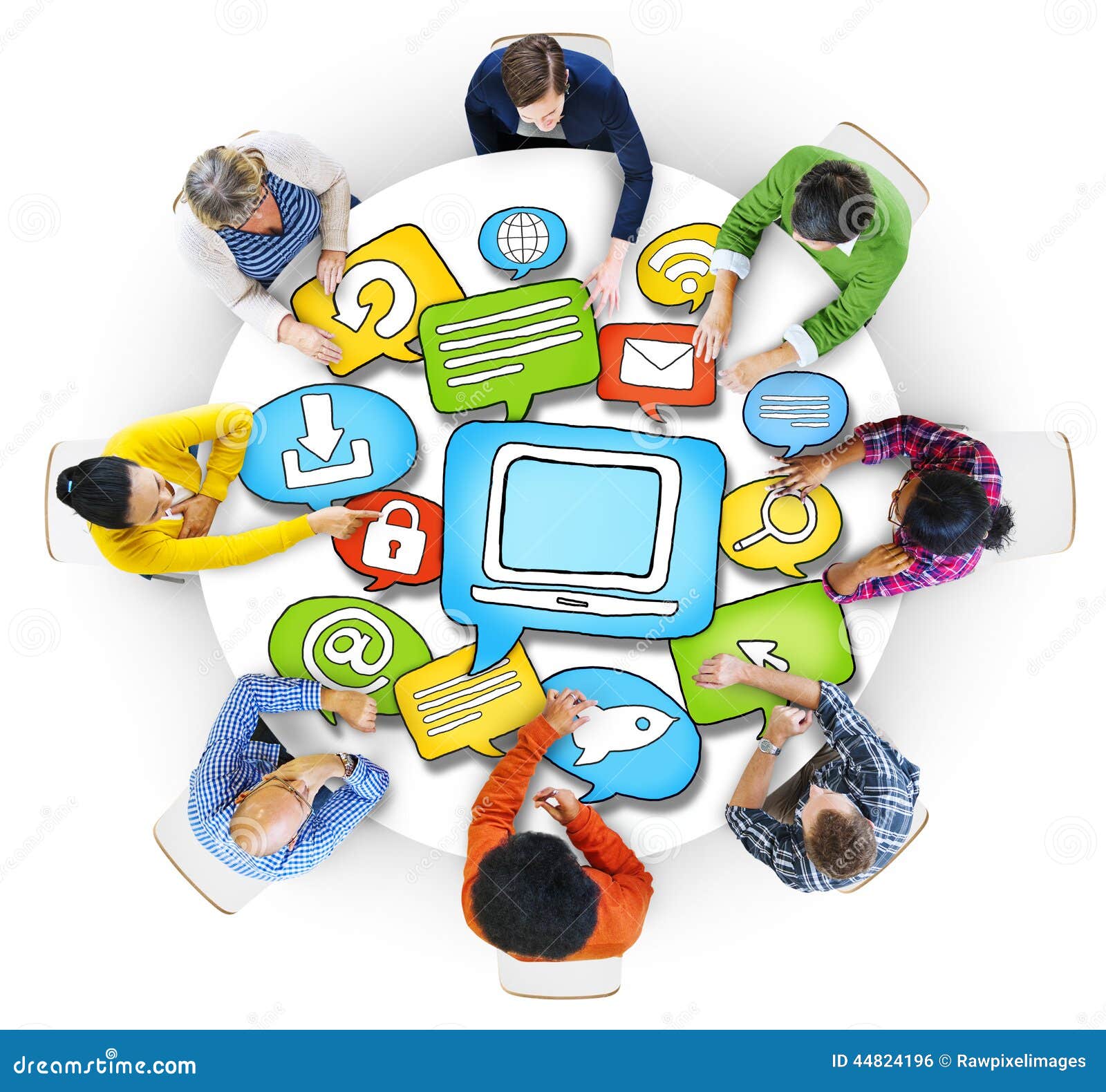 Multiethnic Group of People with Technology Symbol Stock Photo - Image ...