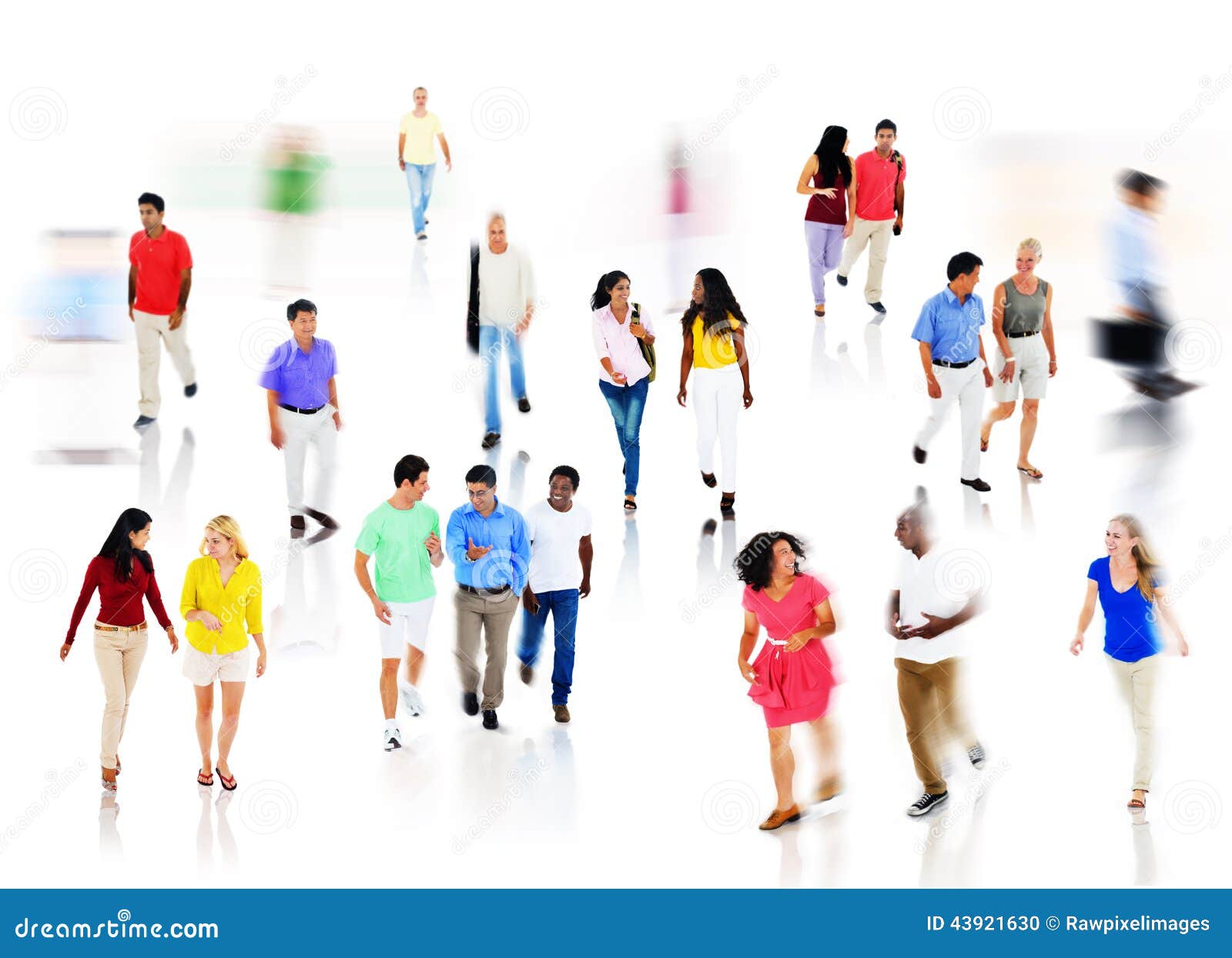 Multiethnic Group of People Walking in Blurred Motion Stock Photo ...