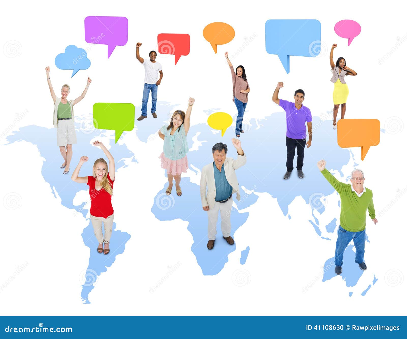 Multiethnic Group of People with World Communication Stock Illustration ...