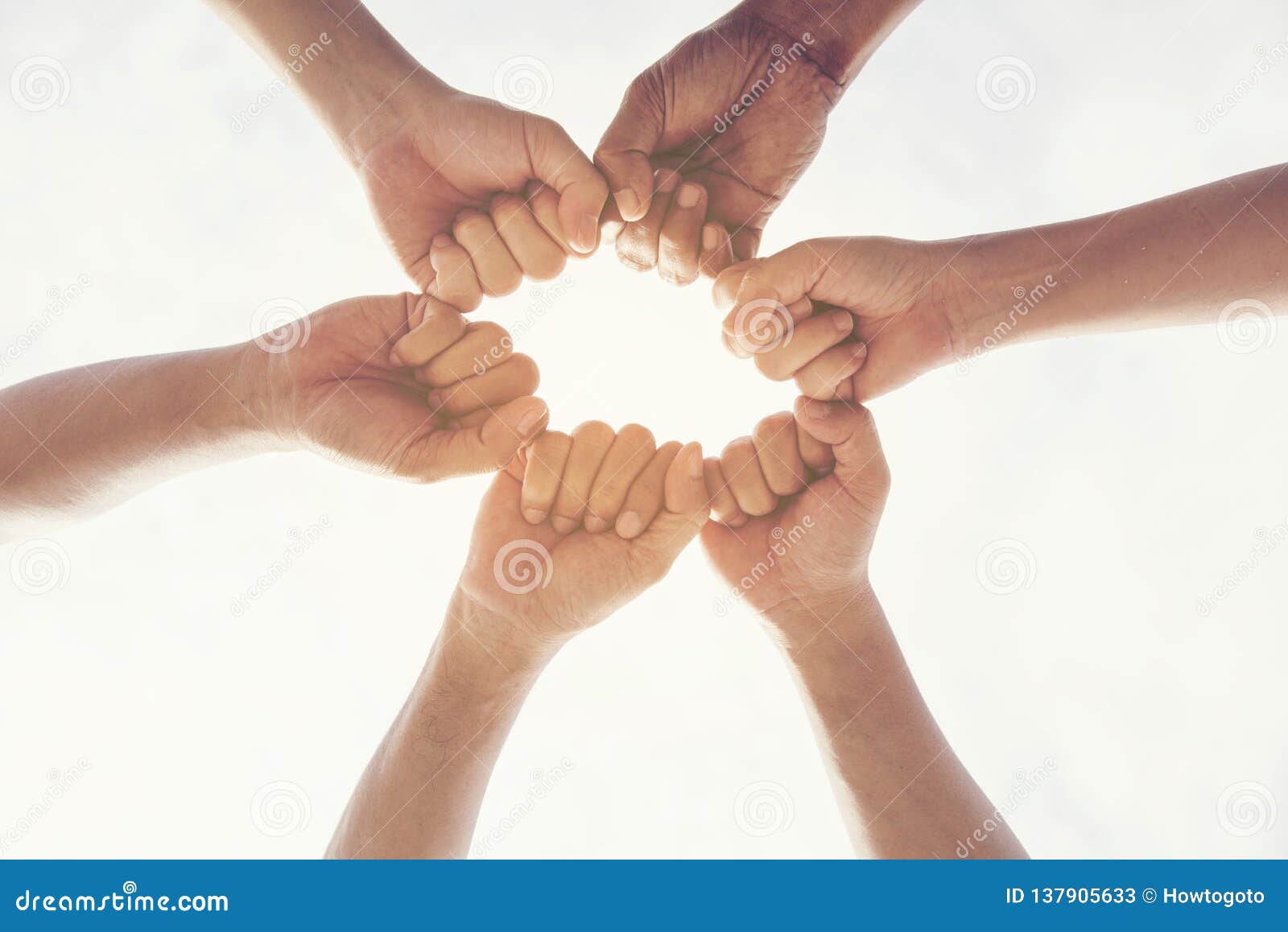 Multiethnic Group of Young Collaboration Teamwork Standing Hands ...