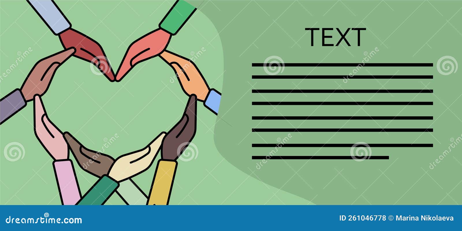 Multiethnic Hands Form a Heart Stock Vector - Illustration of heart ...