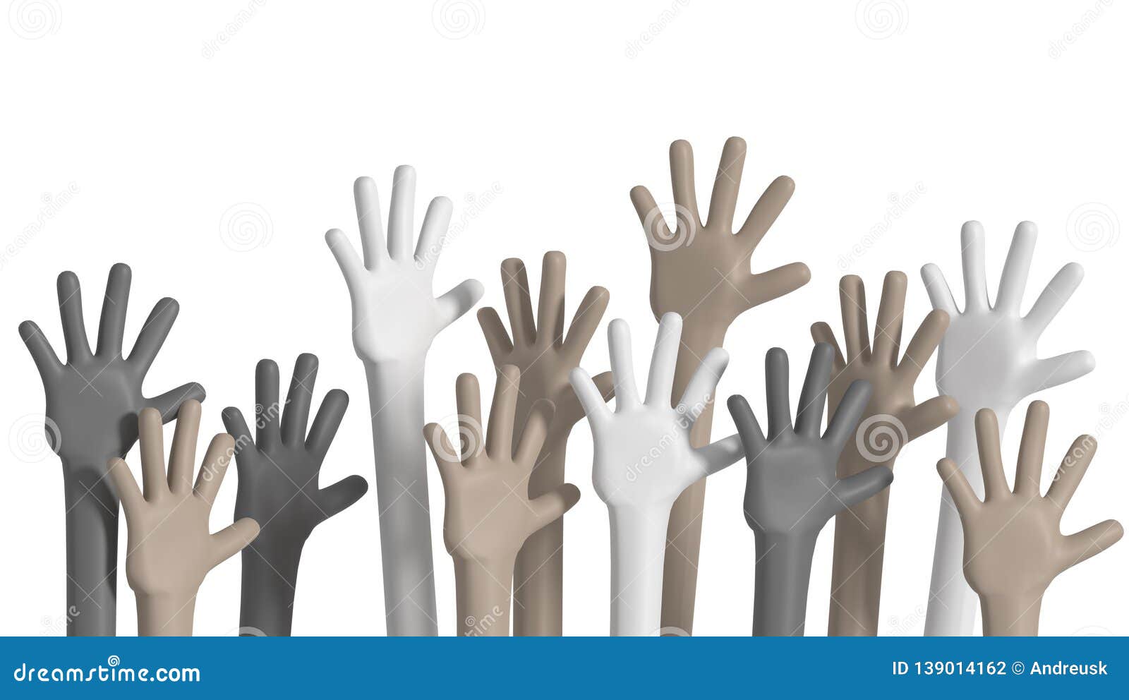 Multiethnic Hands Raised Up Stock Photo - Illustration of ethnicity ...