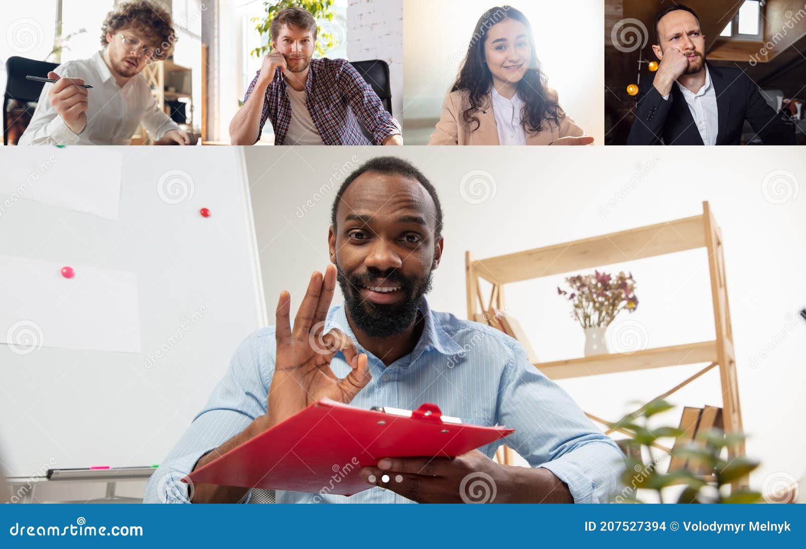 Headshot Screen Application View of Diverse Employees Have Work Web ...