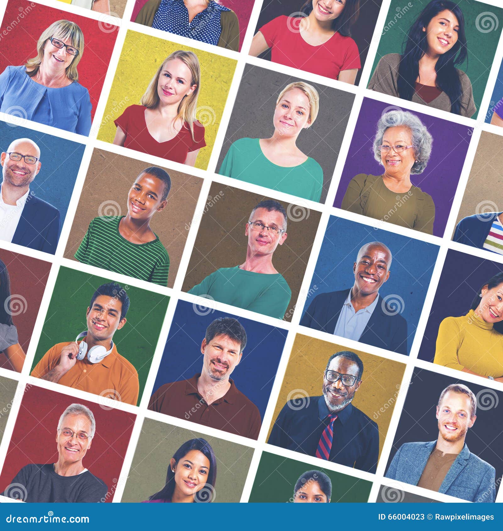 Multiethnic People Colorful Smiling Portrait Concept Stock Image ...