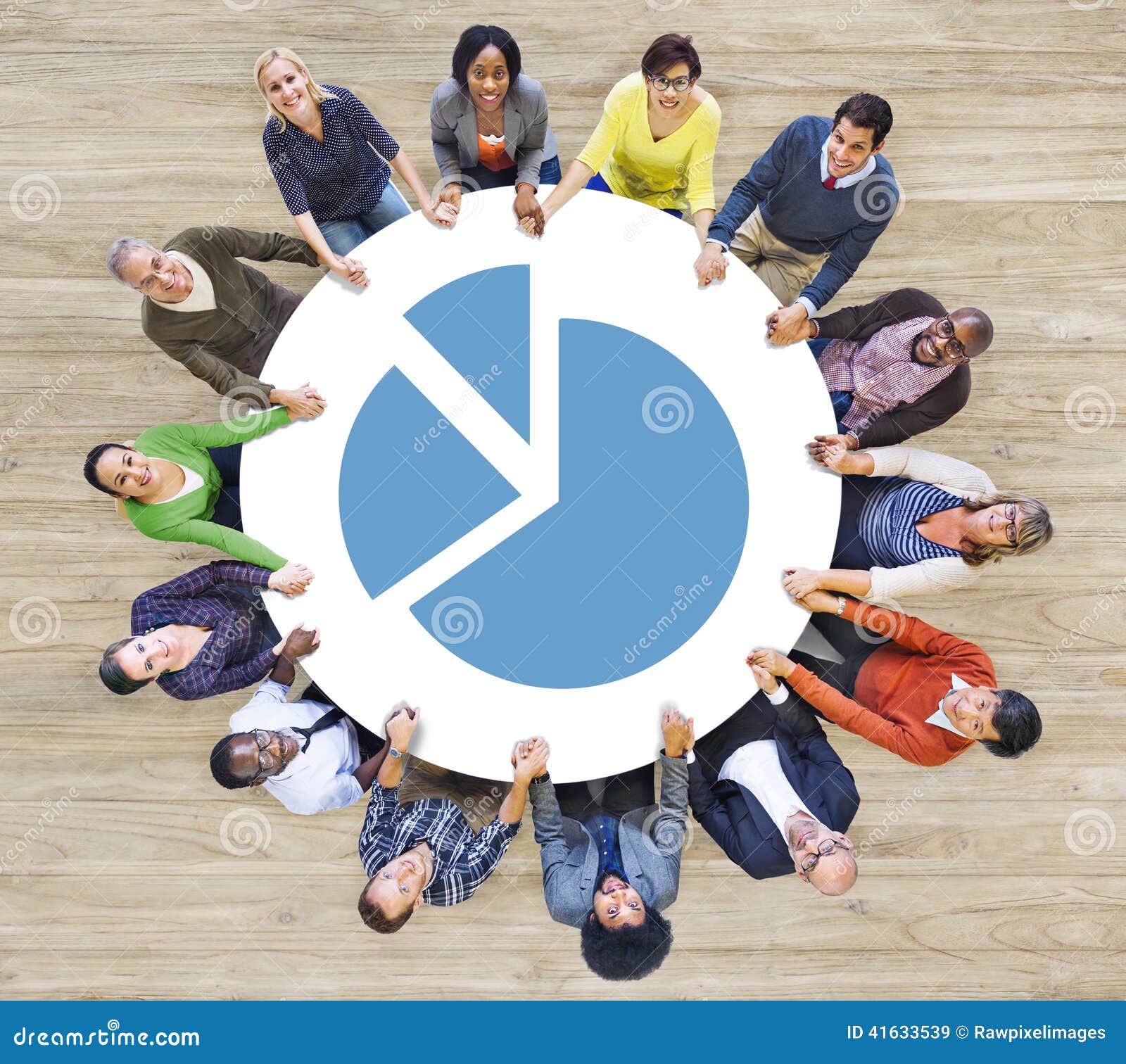 Multiethnic People Forming Circle and Chart Stock Image - Image of ...