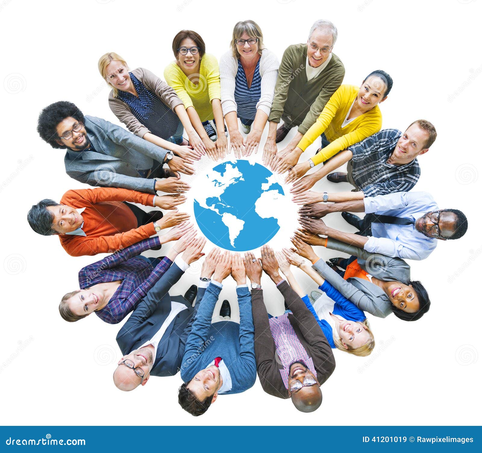 Multiethnic People Forming Circle and Globe Stock Image - Image of ...
