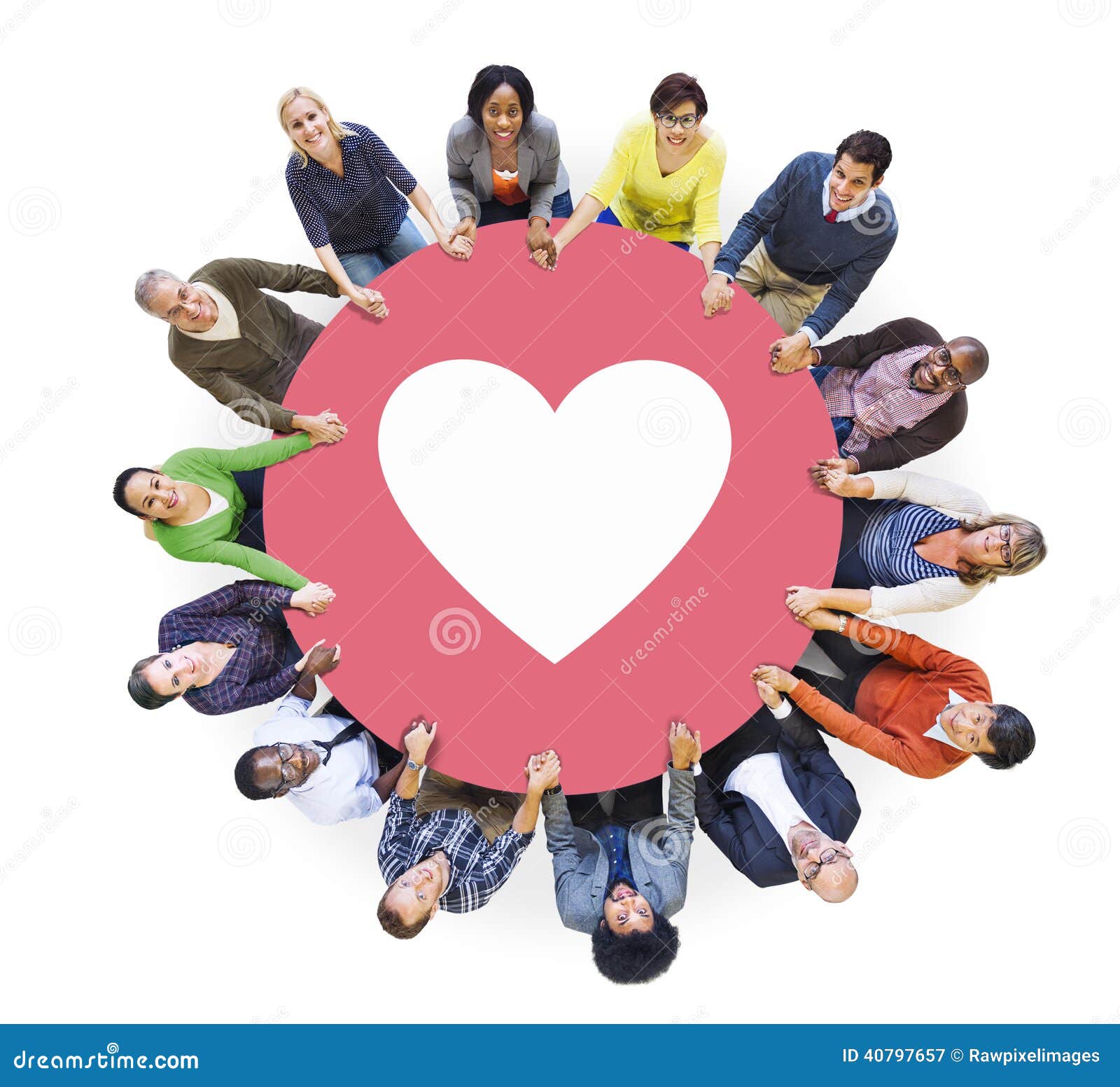 Multiethnic People Holding Hands with Heart Symbol Stock Image - Image ...