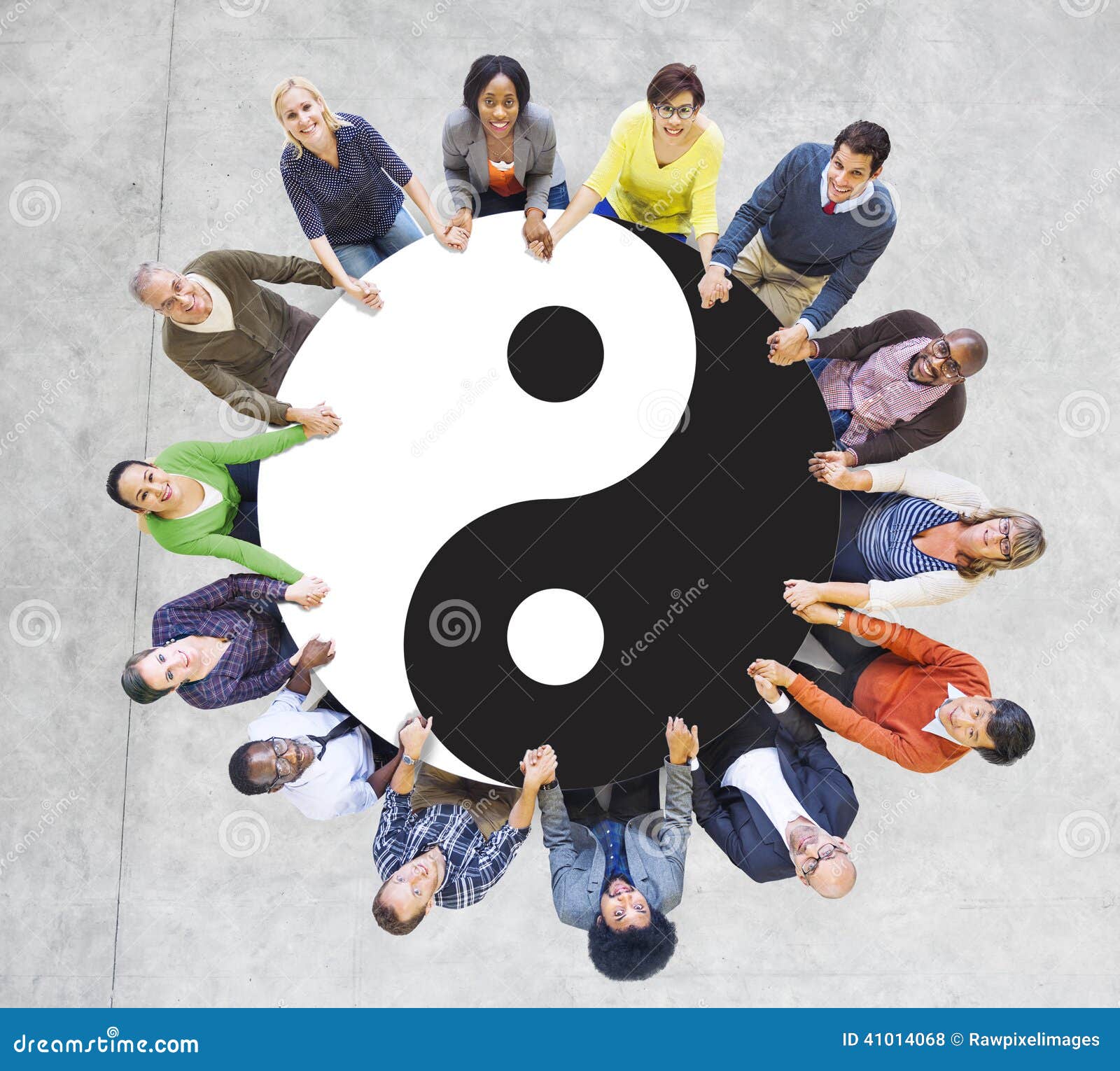 Multiethnic People Holding Hands with Yin Yang Symbol Stock Photo ...