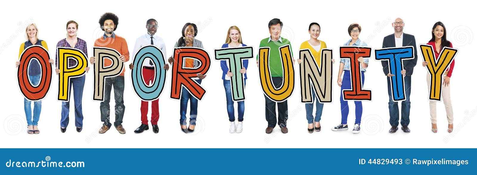 Multiethnic People Holding Word Opportunity Stock Image - Image of ...