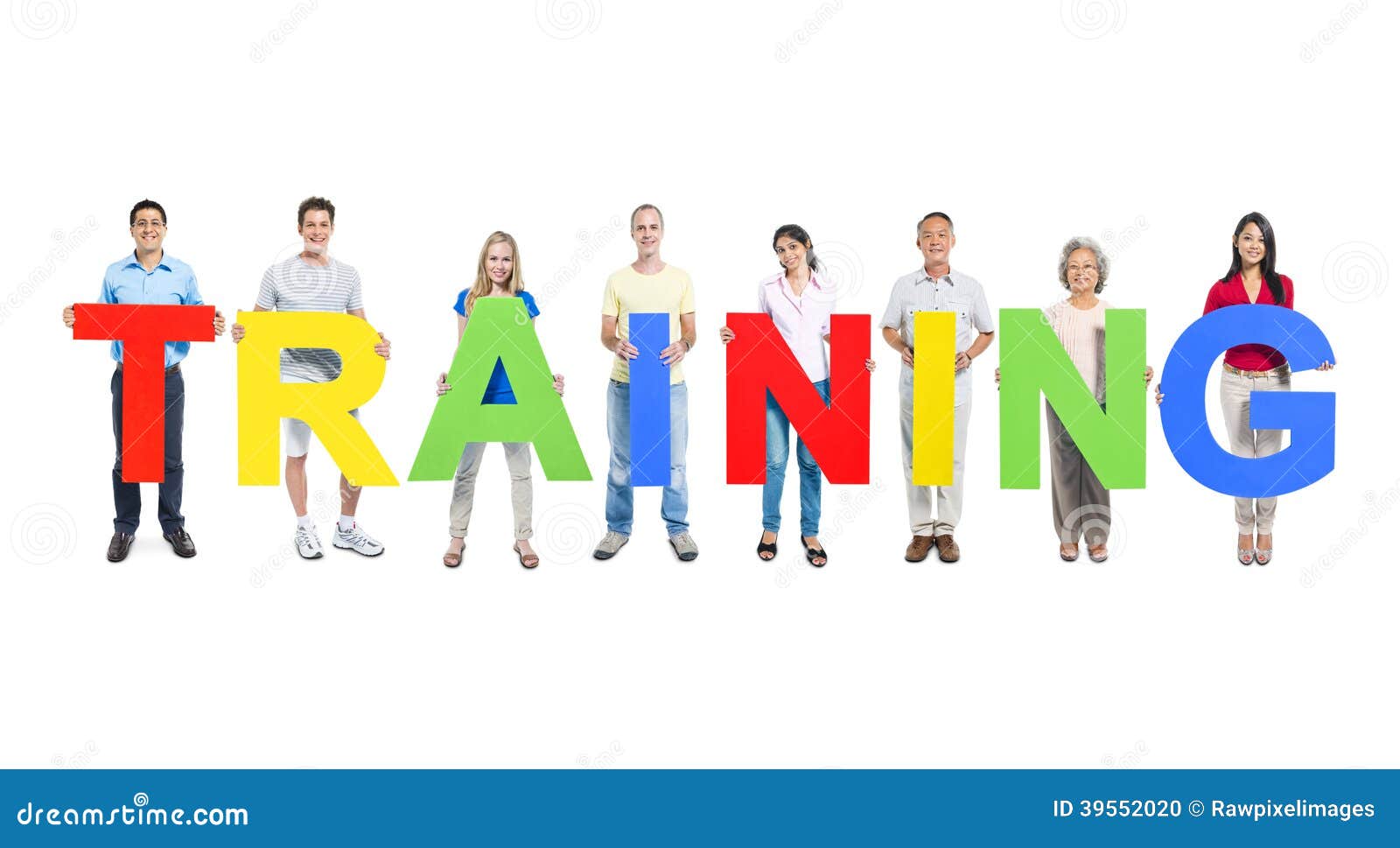 Multiethnic People Holding Word Training Stock Photo - Image of letters ...