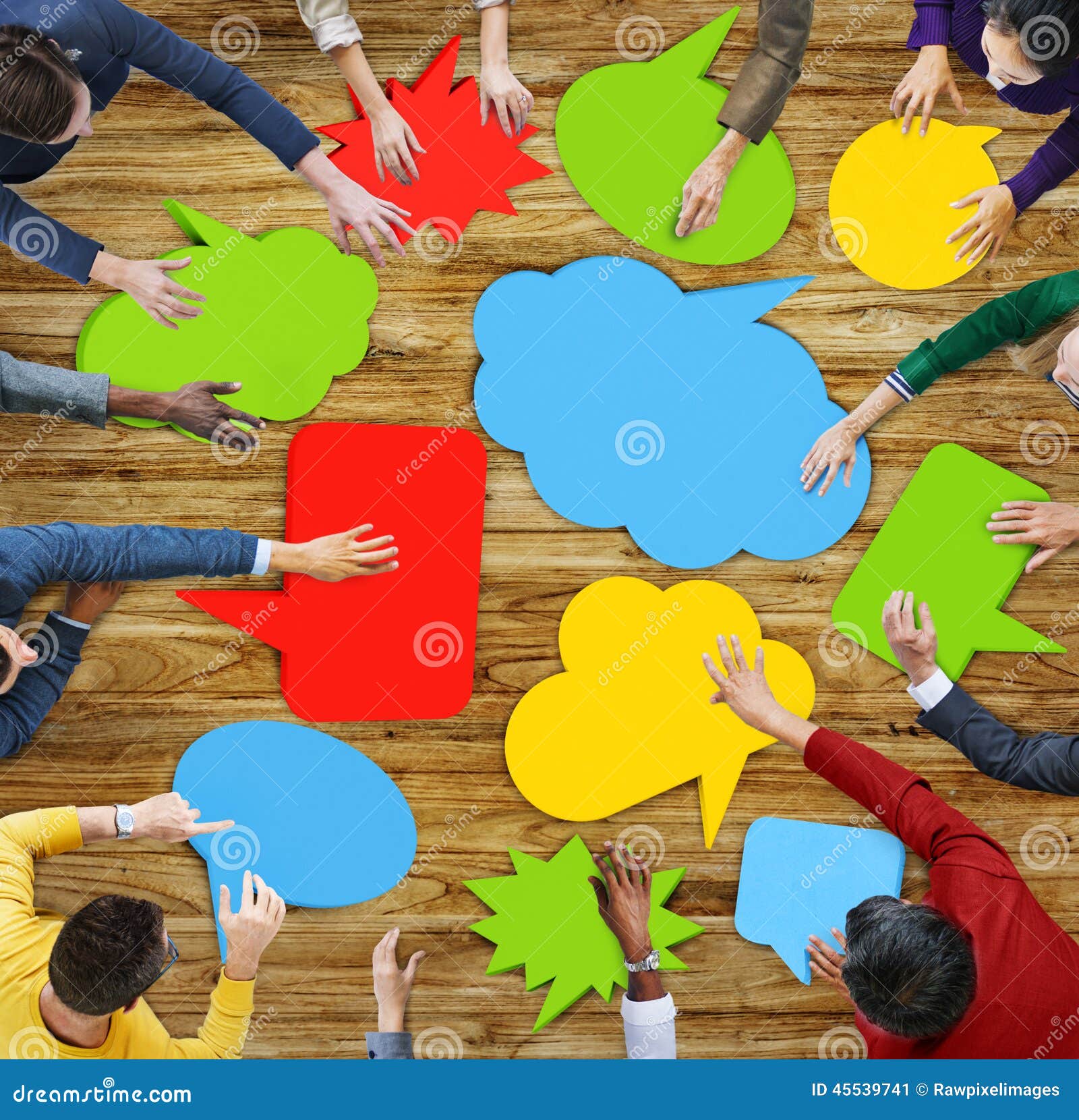 Multiethnic People Meeting with Speech Bubbles Stock Image - Image of ...