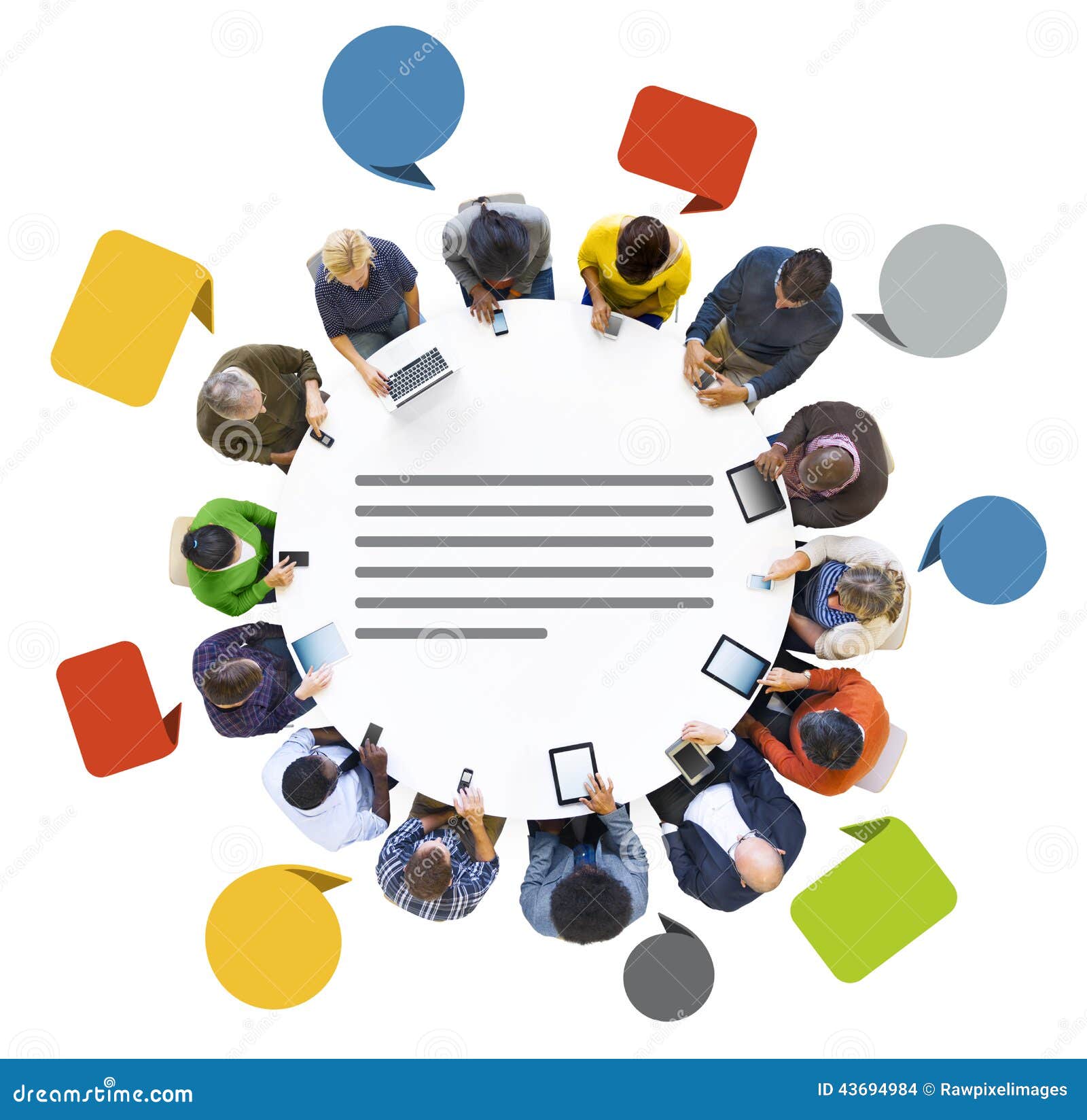 Multiethnic People Using Digital Devices for Texting Stock Photo ...