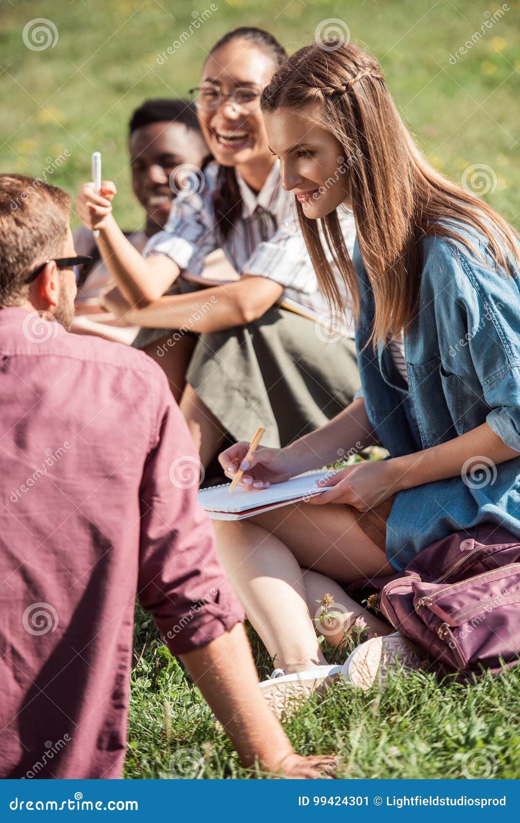 Multiethnic Students Studying Together Stock Image - Image of cropped ...