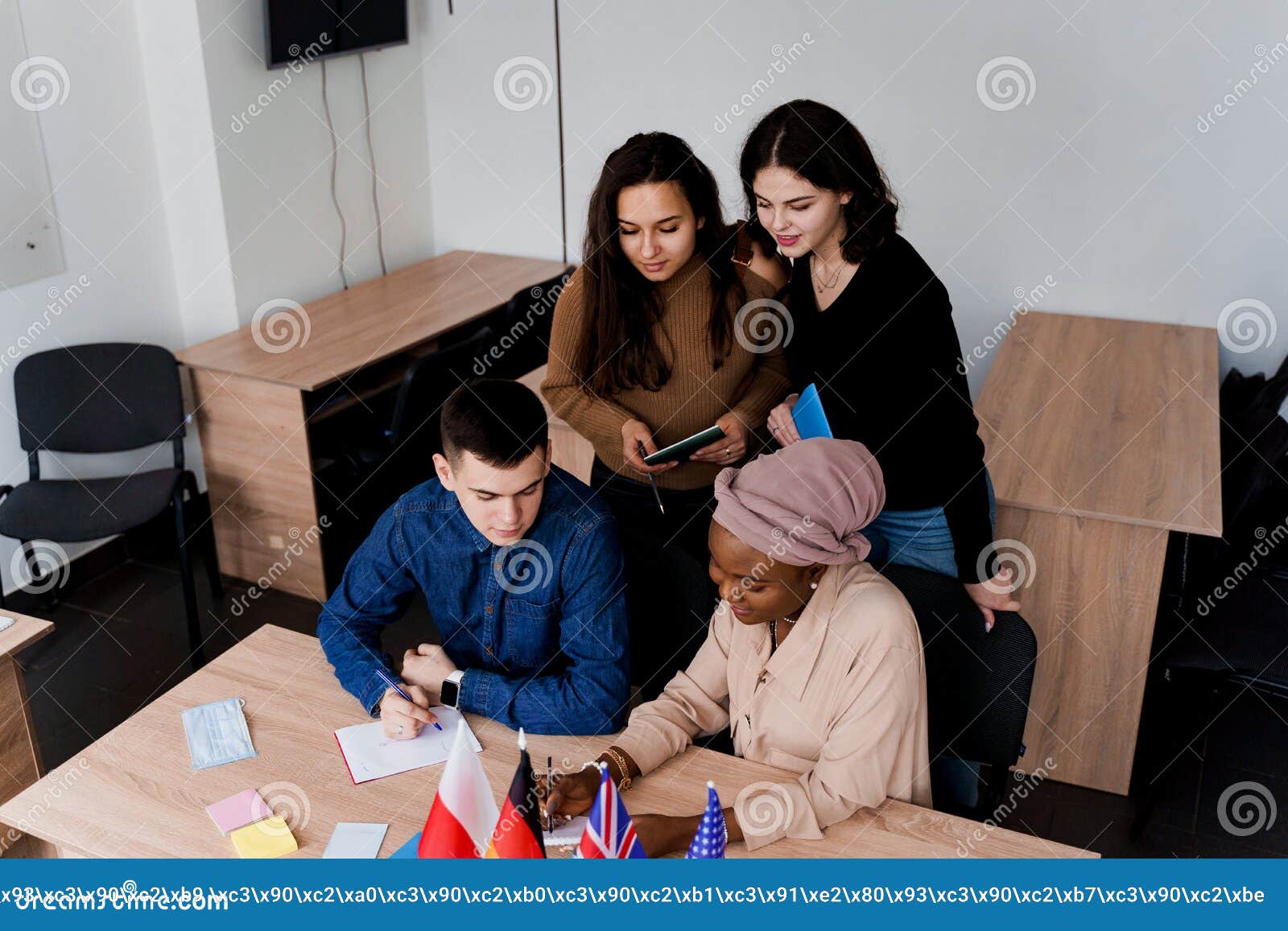 Multiethnic Students and Teacher Study Foreign Languages Together in ...