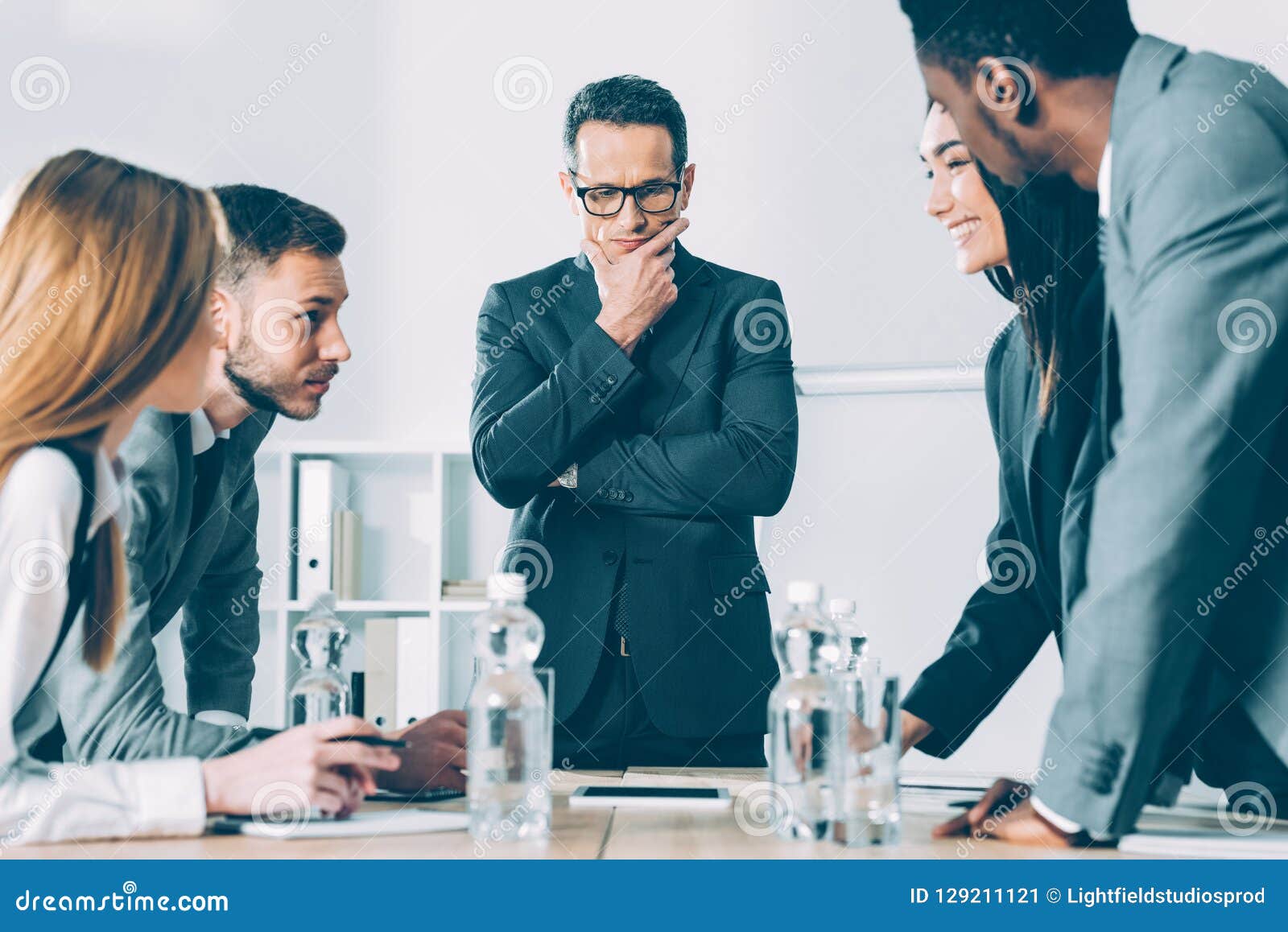 Multiethnic Successful Businesspeople Having Conversation Stock Image ...