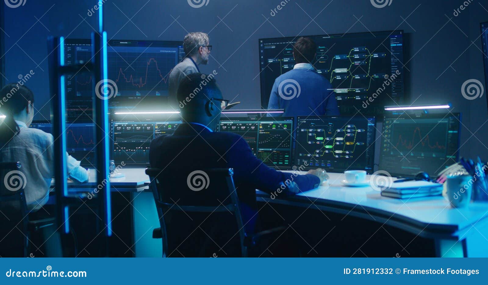 Team of it Technical Specialists and Software Programmers Work in Monitoring Office Stock Photo ...