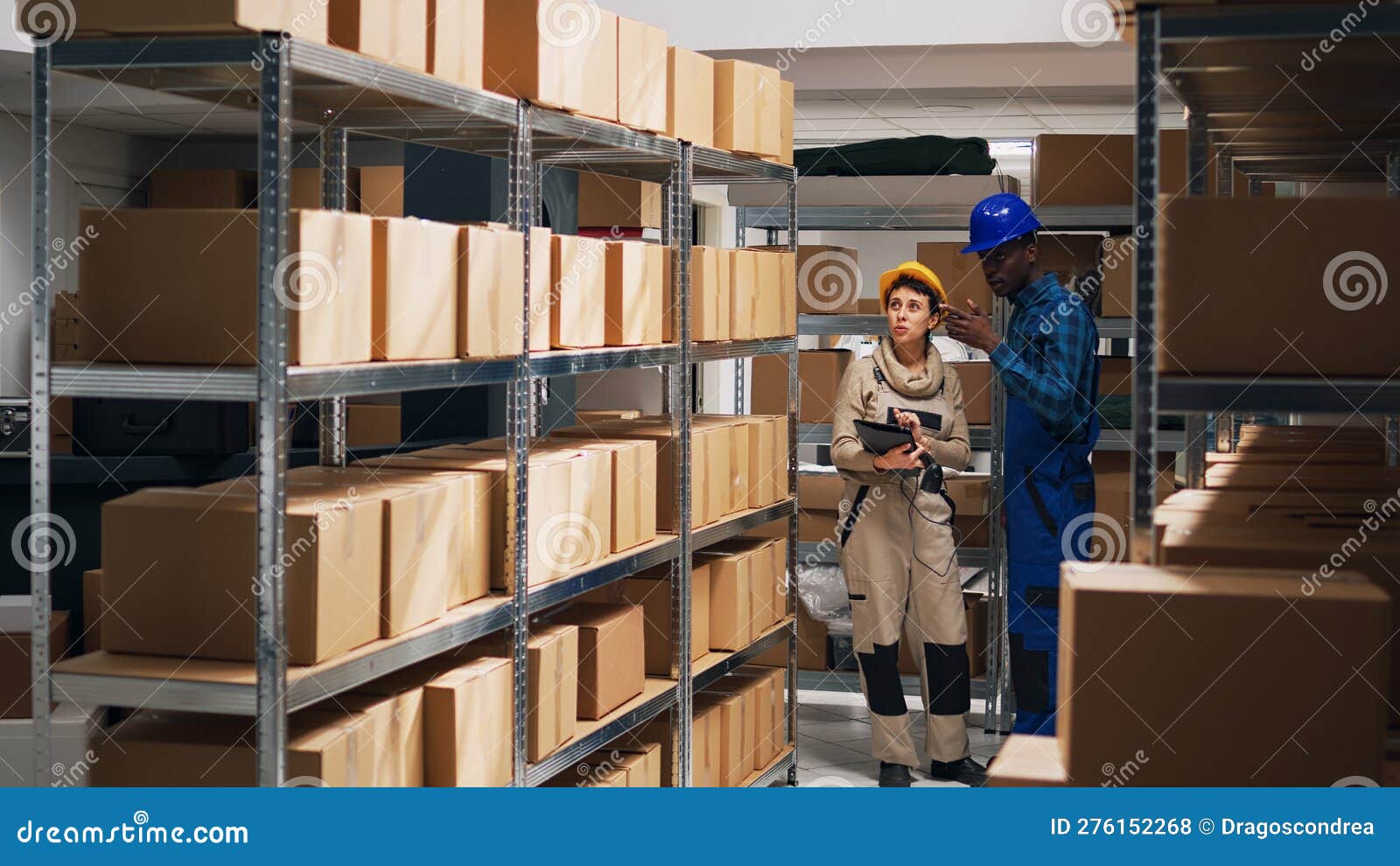 Multiethnic Team of Workers Scanning Barcodes on Boxes Stock Photo ...