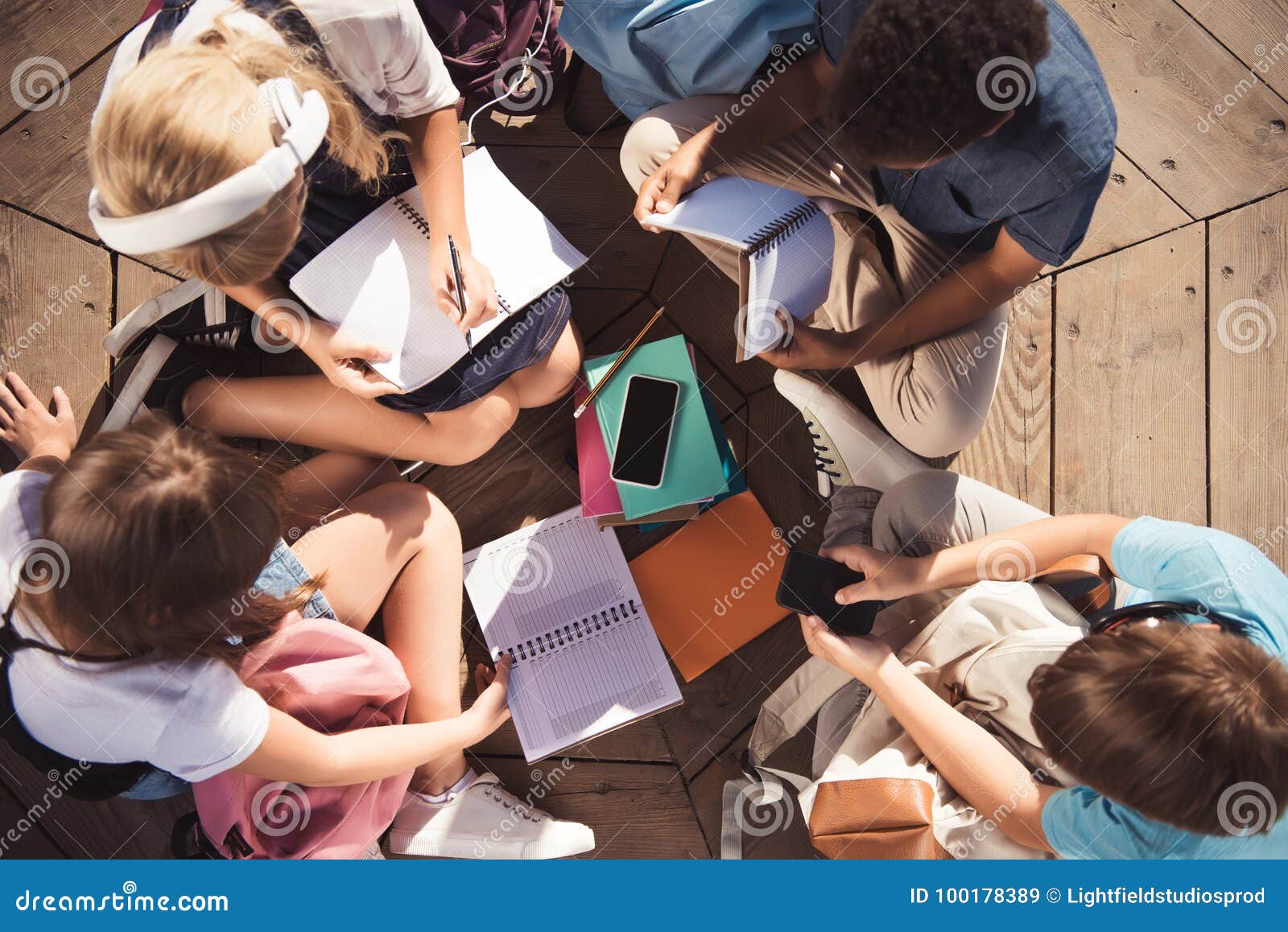 Multiethnic Teenagers Studying Together Stock Image - Image of ...