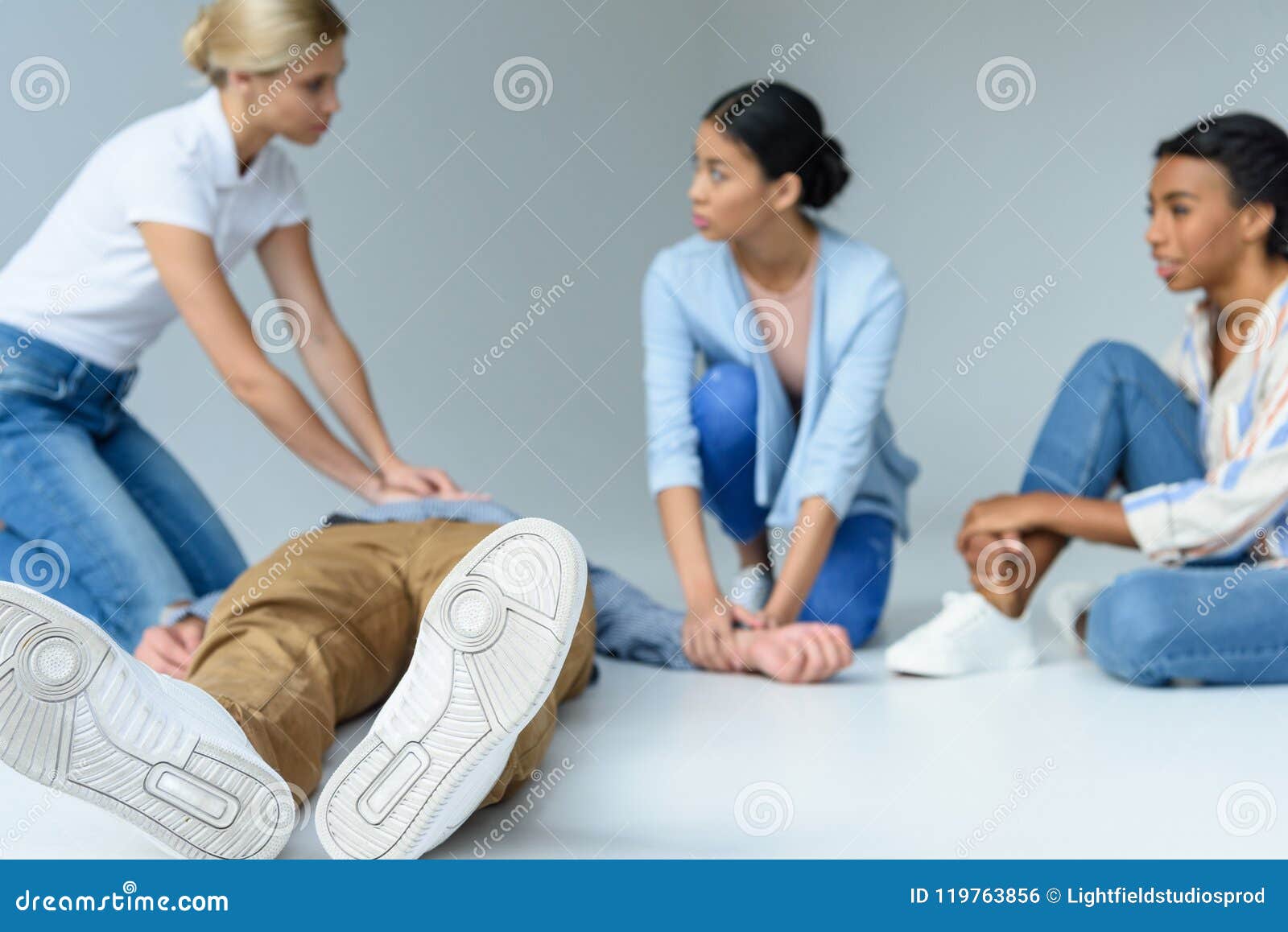 Multiethnic Women on First Aid Training, Stock Photo - Image of ...