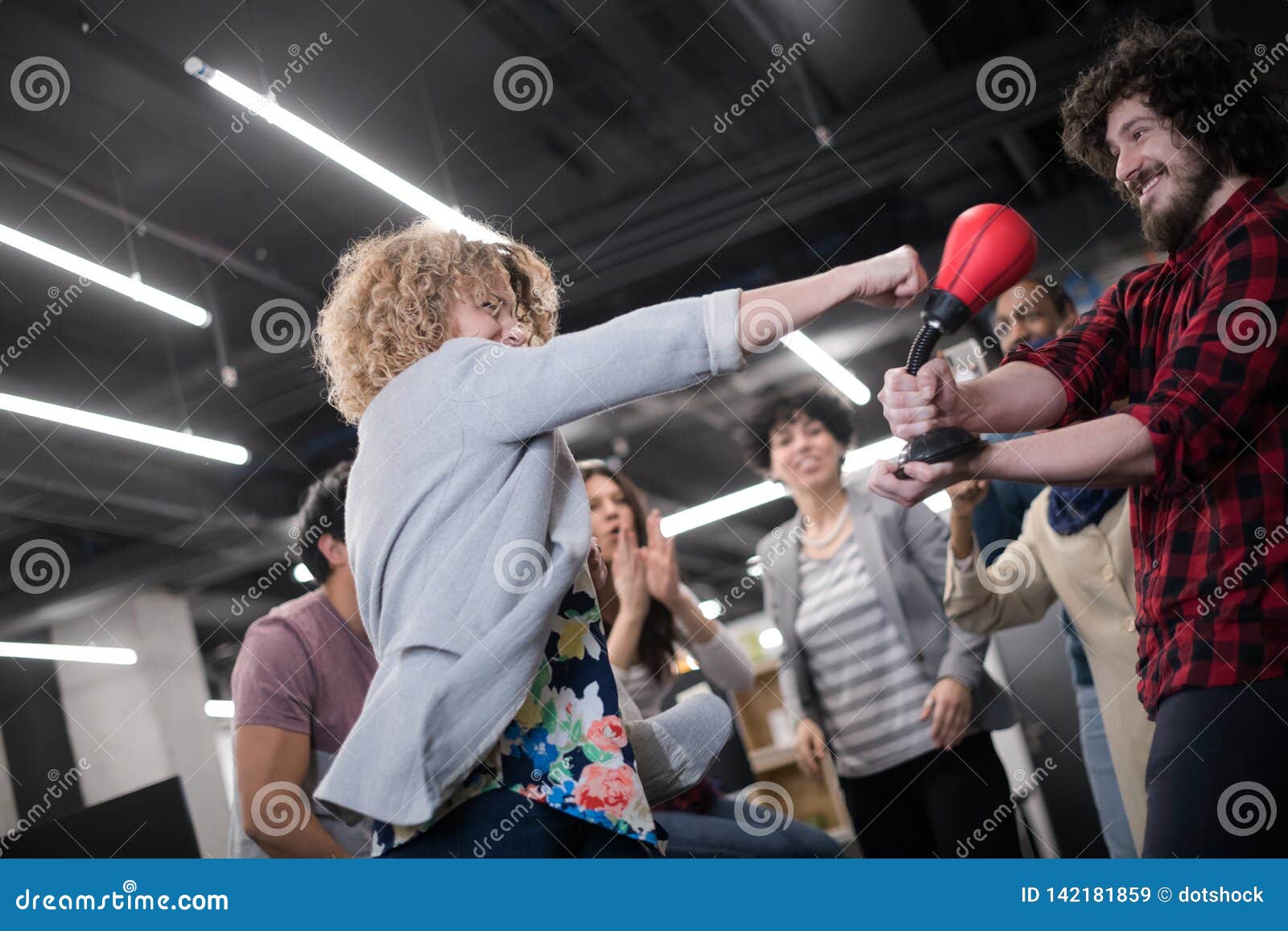 Multiethnics Business Team Boxing at Office Stock Image - Image of ...