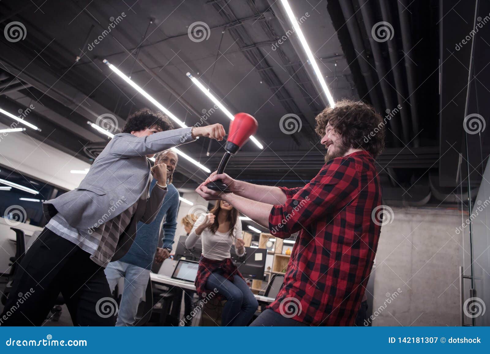 Multiethnics Business Team Boxing at Office Stock Image - Image of ...