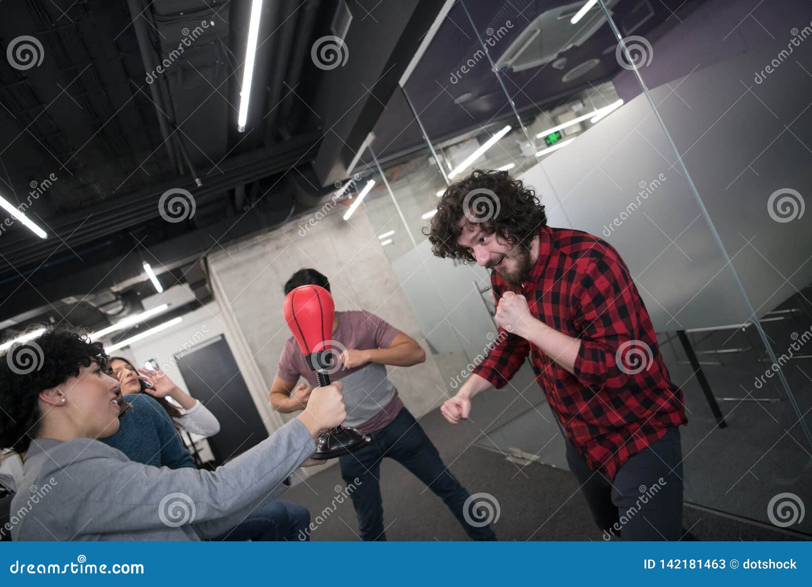 Multiethnics Business Team Boxing at Office Stock Image - Image of ...