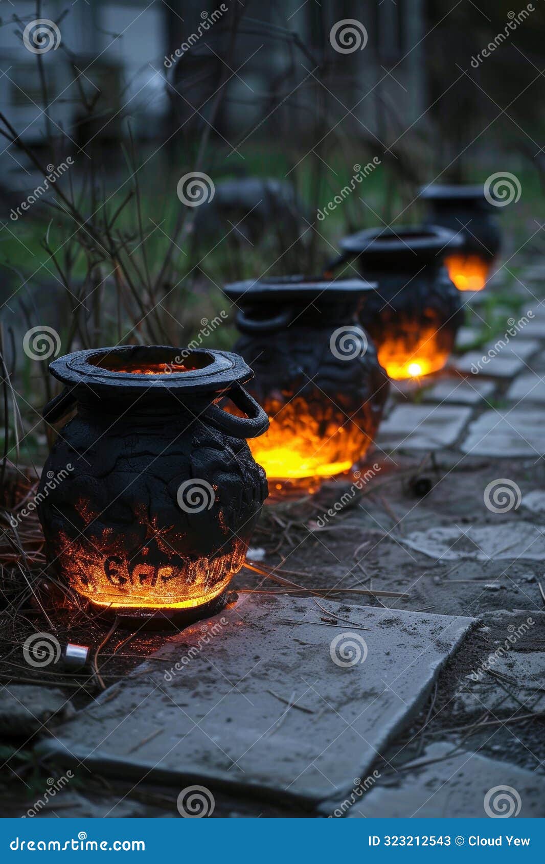 Multifaceted Cauldron Props for Halloween Display Stock Illustration ...