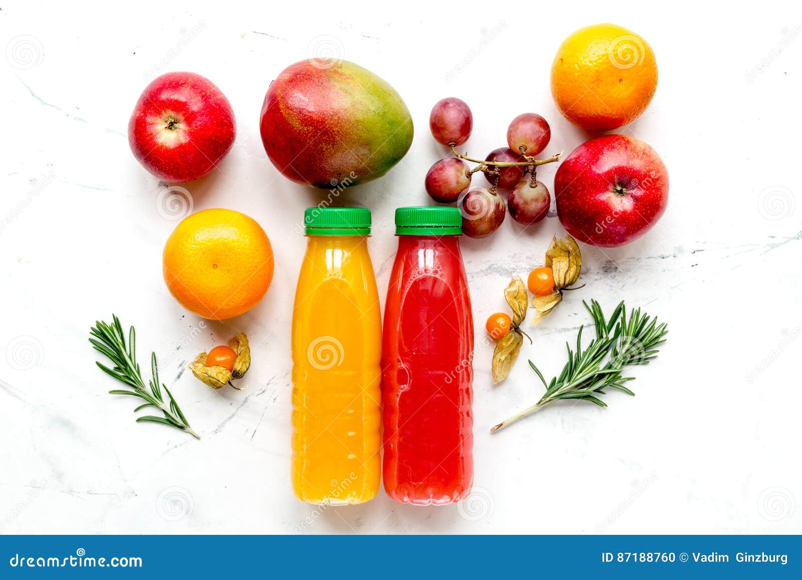 Multifruit Juice in Plastic Bottle on White Background Top View Stock ...